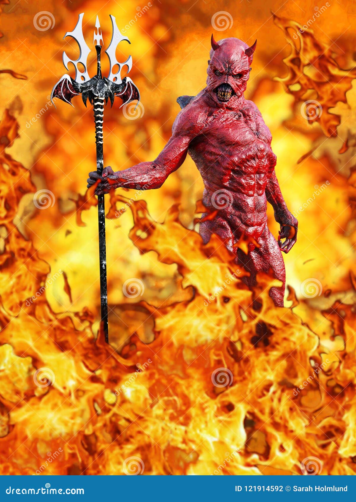 Rendu 3D D'un Diable Dans L'enfer Illustration Stock - Illustration du ...