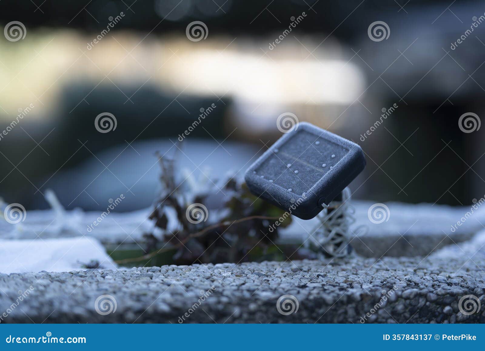 Renewable Energy Concept. Frost-covered Small Solar Panel on a Winter ...