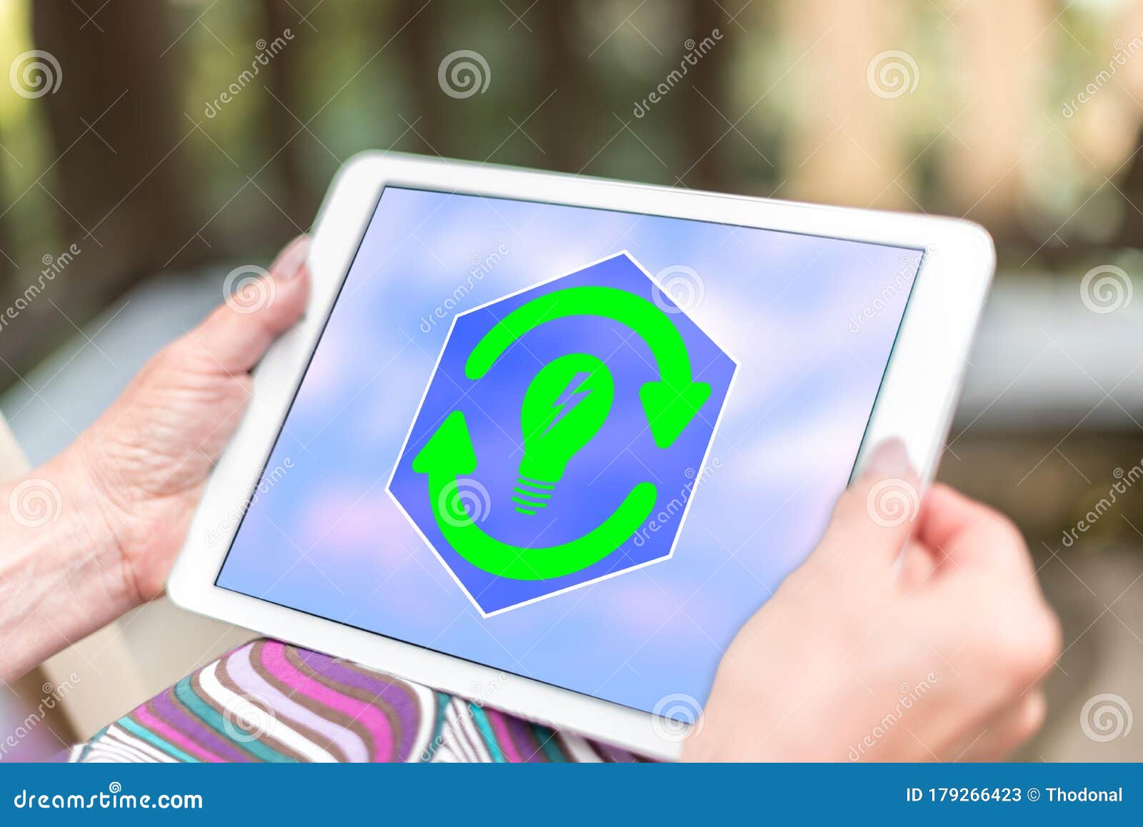 Renewable Energy Concept on a Tablet Stock Image - Image of green ...