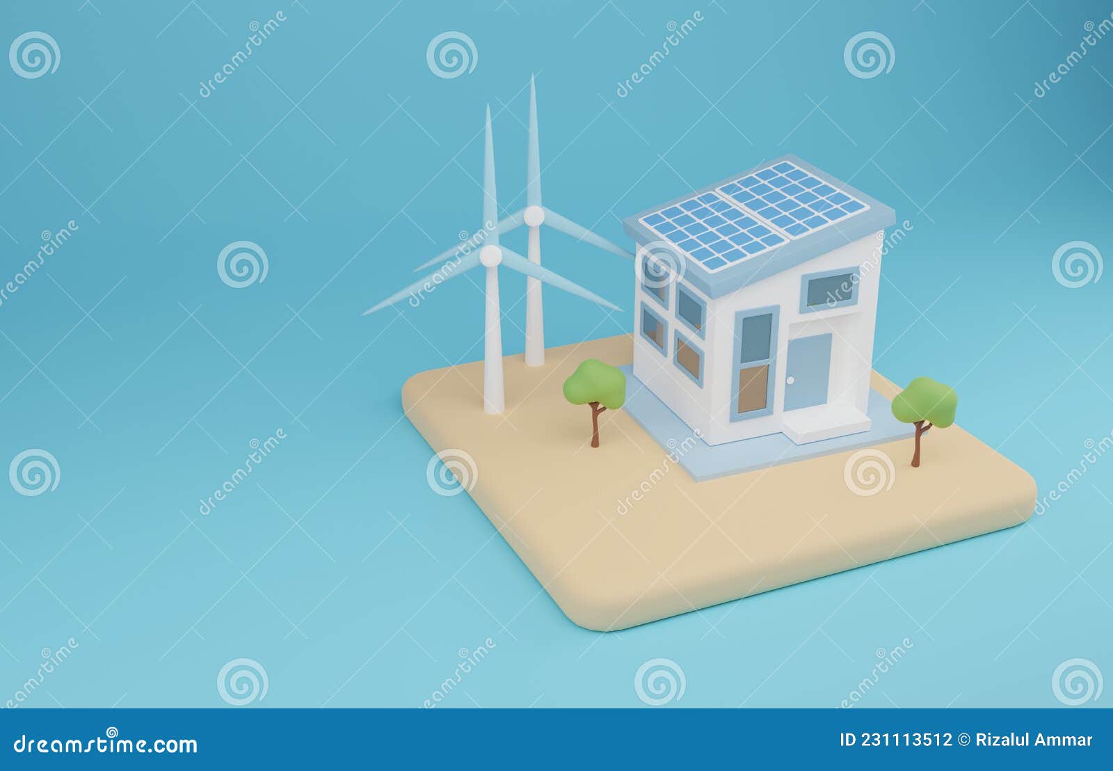 Renewable Energy with 3D Home Stock Illustration - Illustration of ...