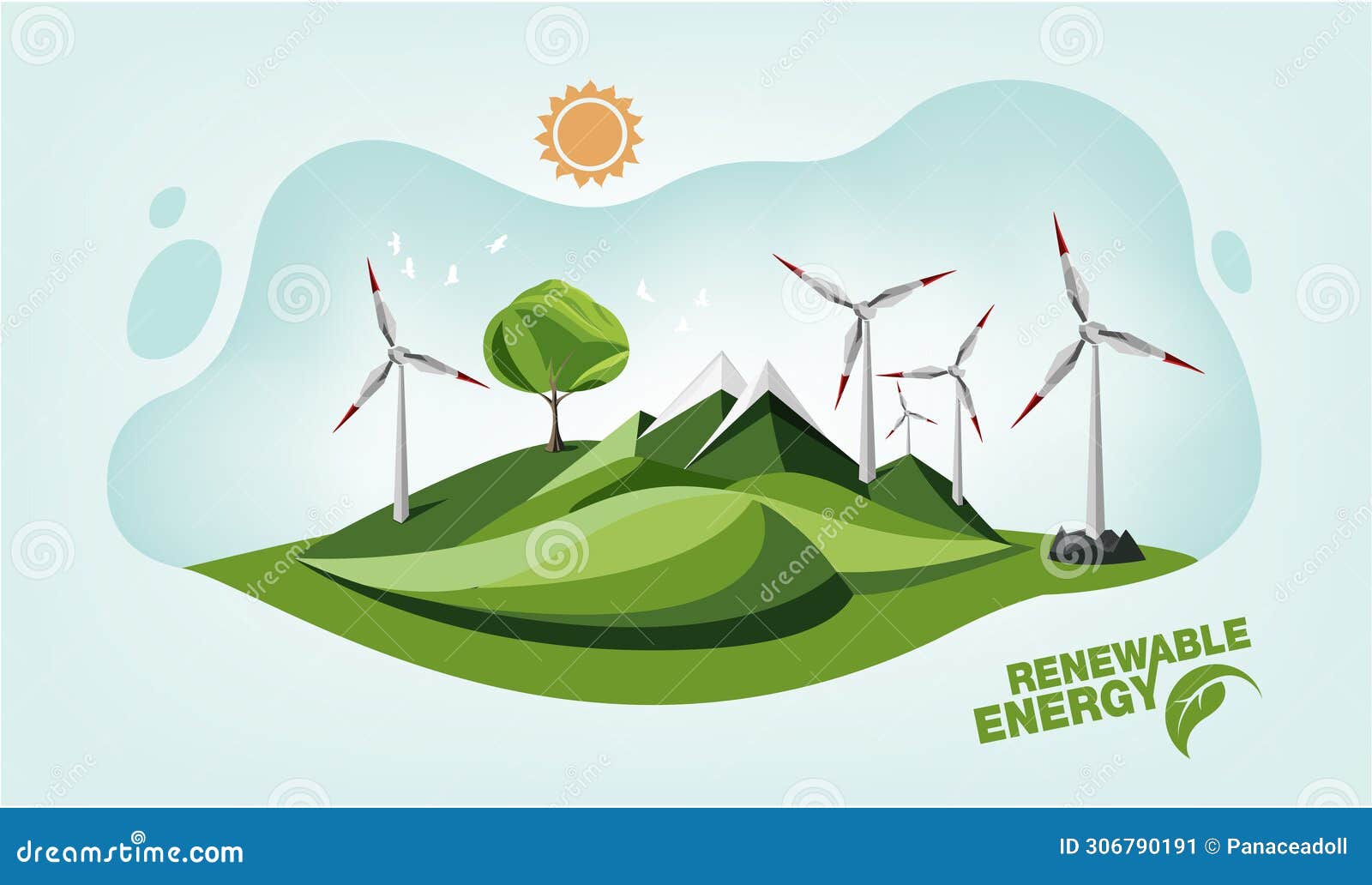 Renewable Energy Earth Sun, Wind and Water Stock Illustration ...