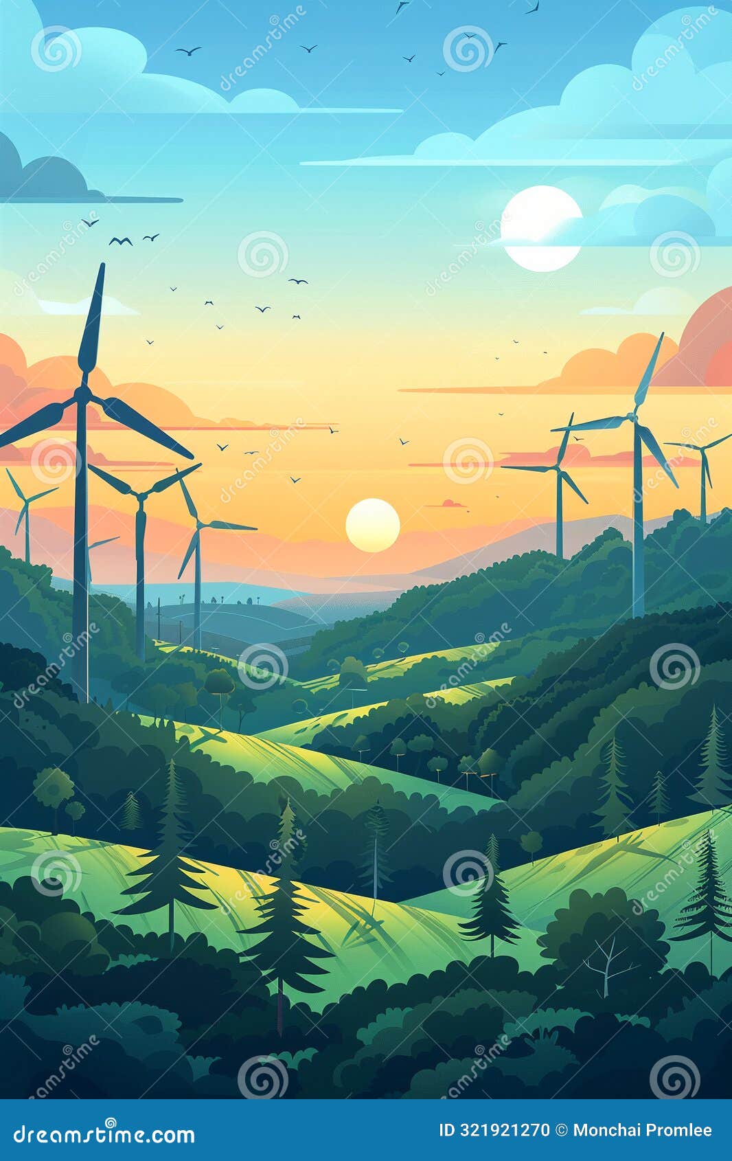 Renewable Energy Flat Design Front View Future Technology Animation ...
