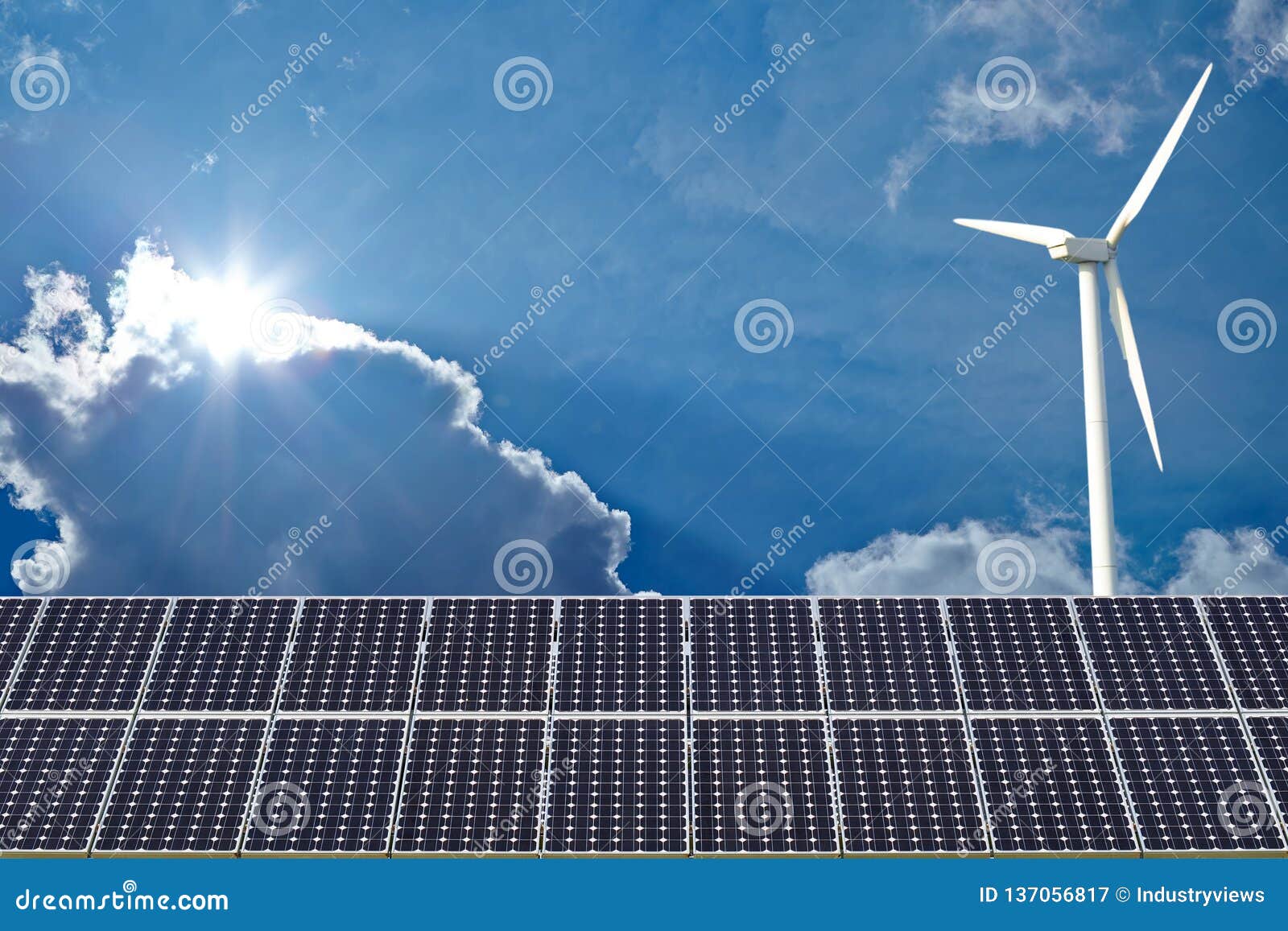Renewable Energy Generation - Wind Turbines and Solar Plants Stock ...