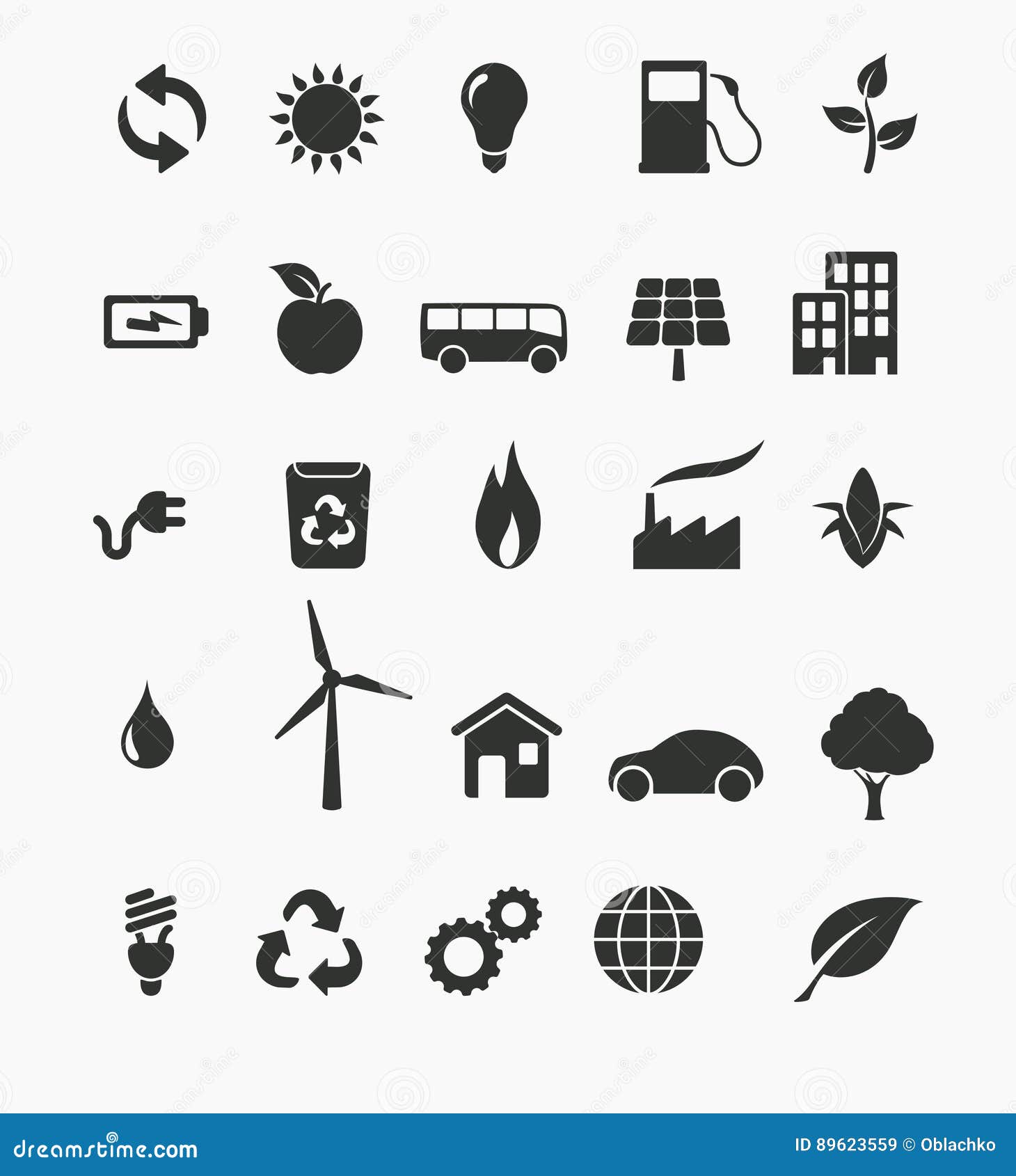Renewable energy icon set stock vector. Illustration of drop - 89623559