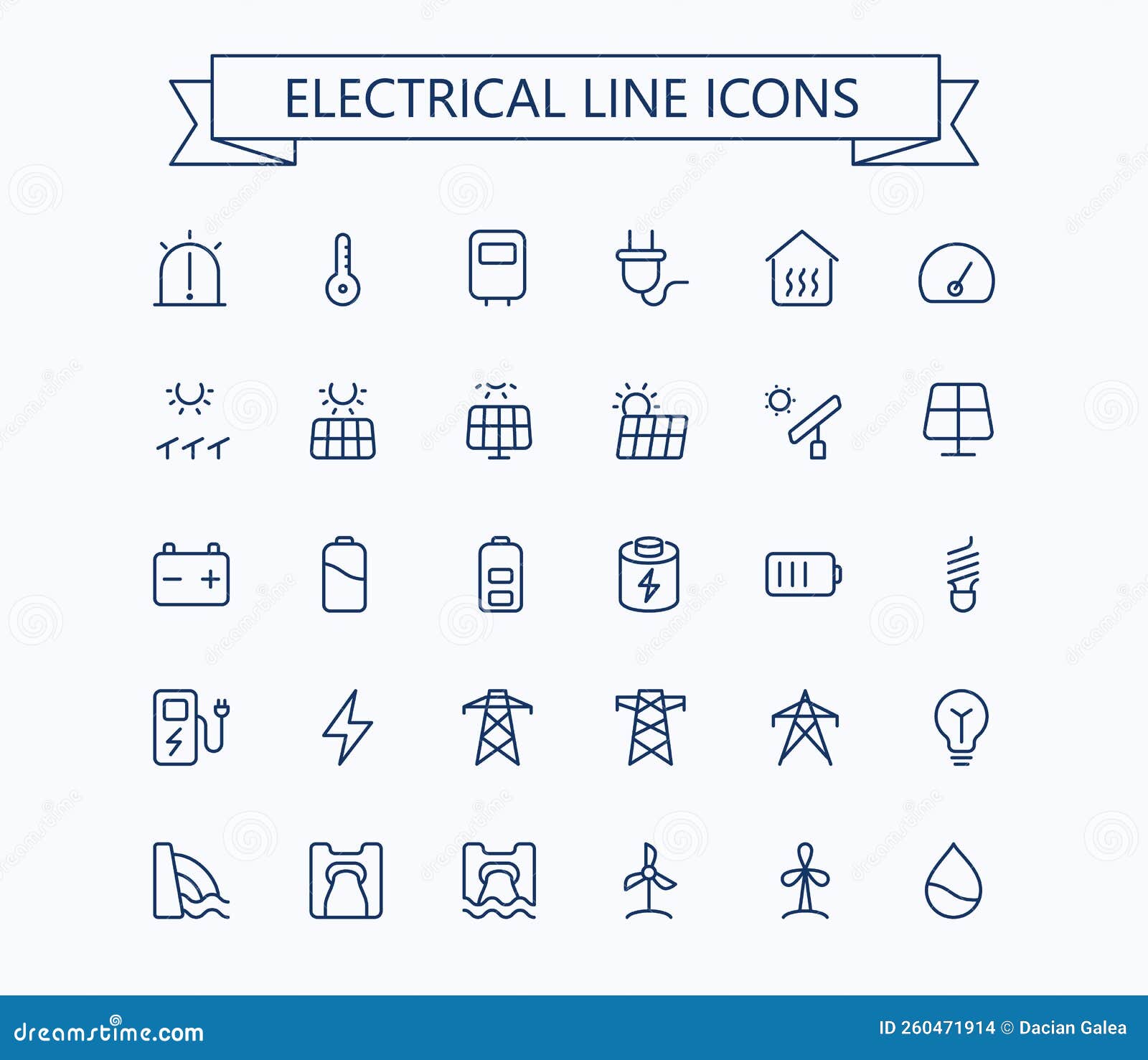 Renewable Energy Linear Thin Icons. Solar Energy Line Icons. Editable ...