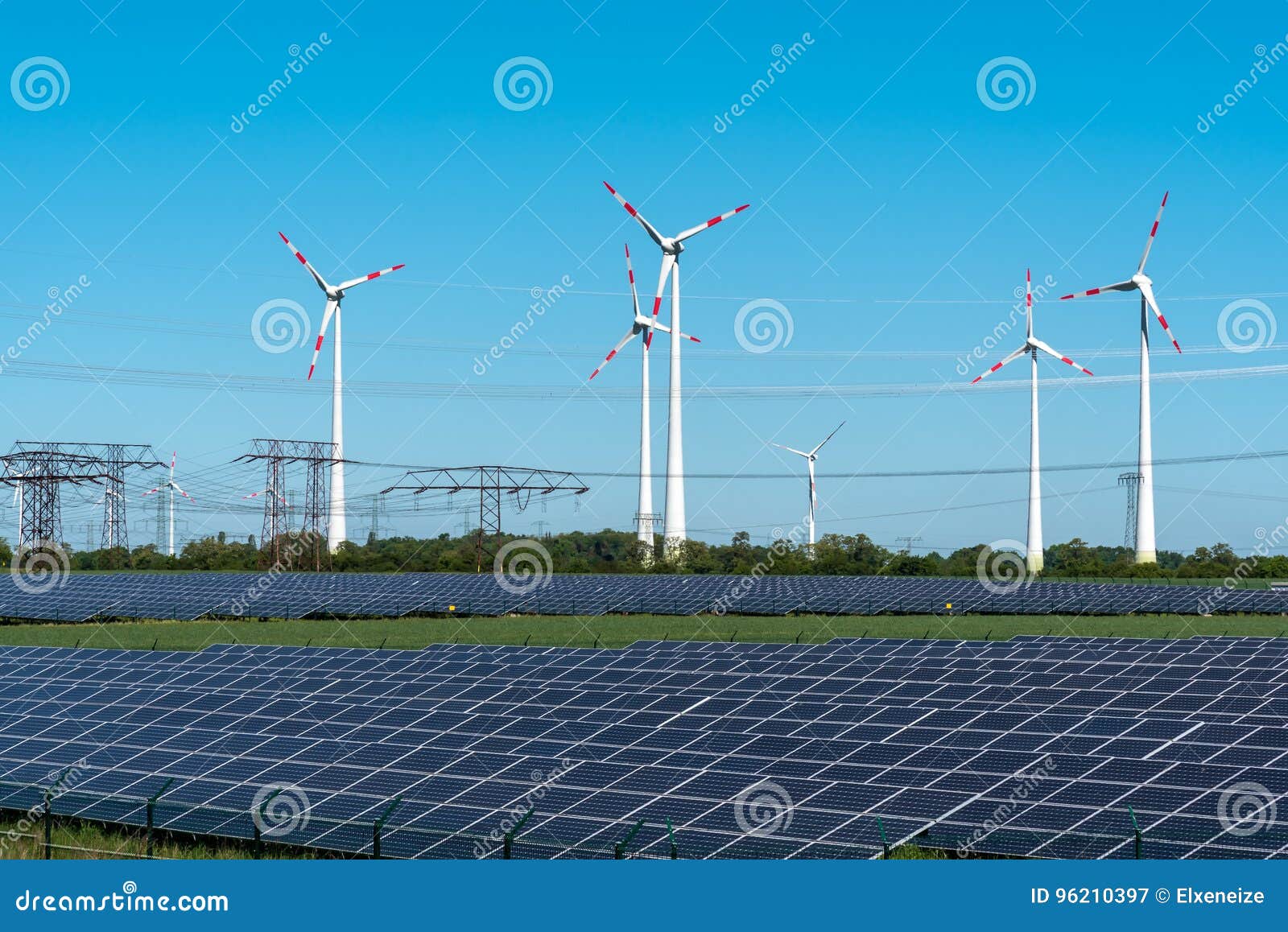 Renewable Energy and Power Grid Lines Stock Image - Image of engine ...