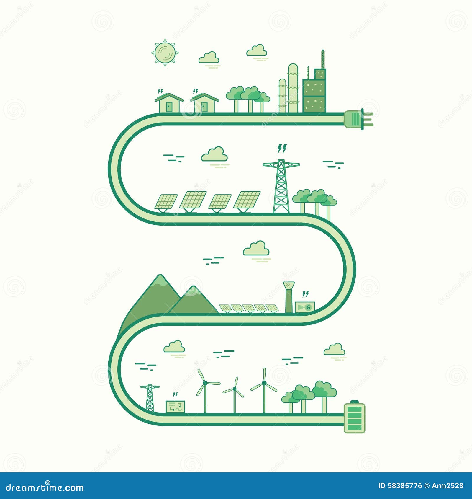 Renewable energy stock vector. Illustration of power - 58385776