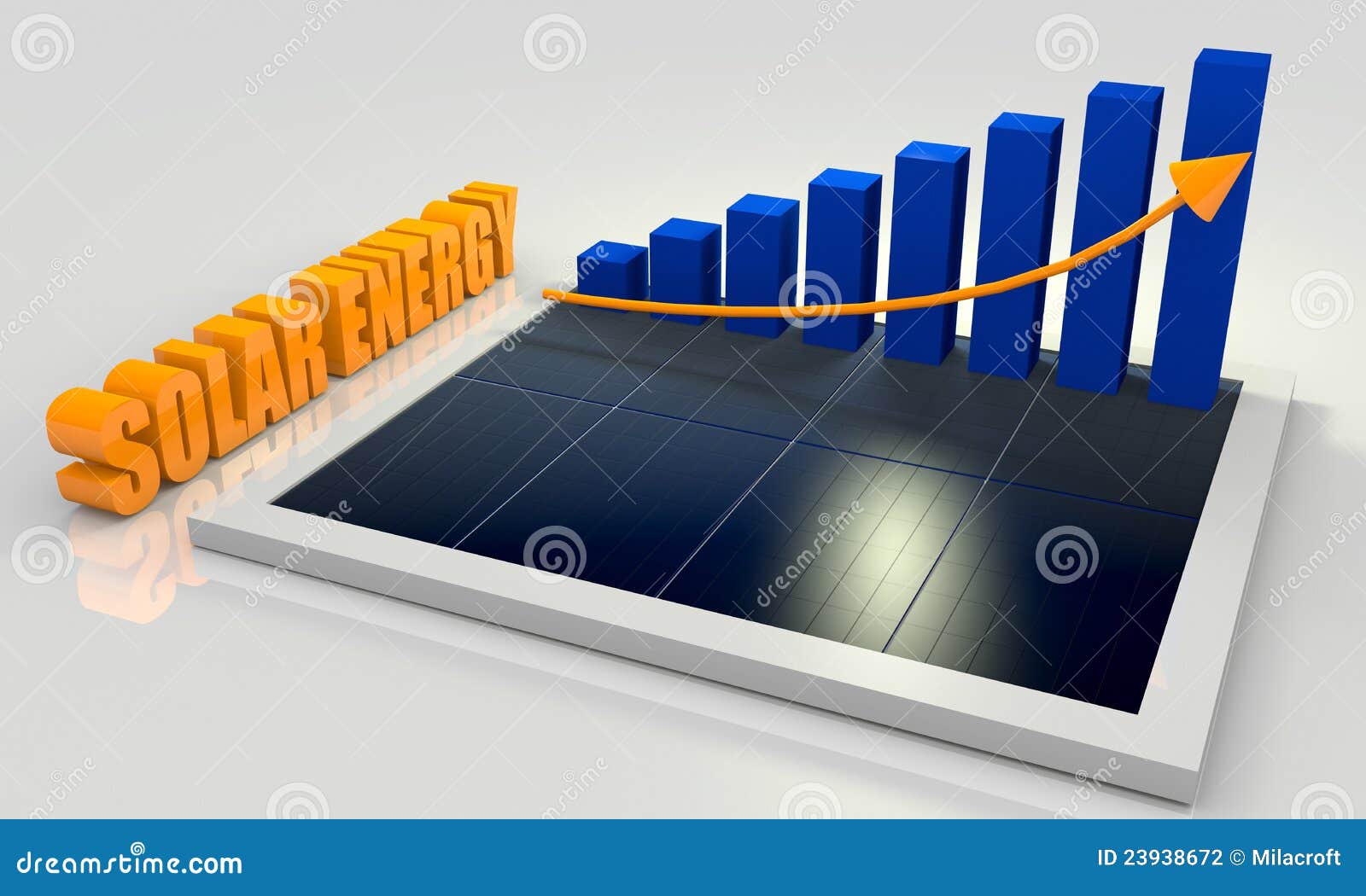 Renewable Energy, Solar Panel with Chart Stock Illustration ...