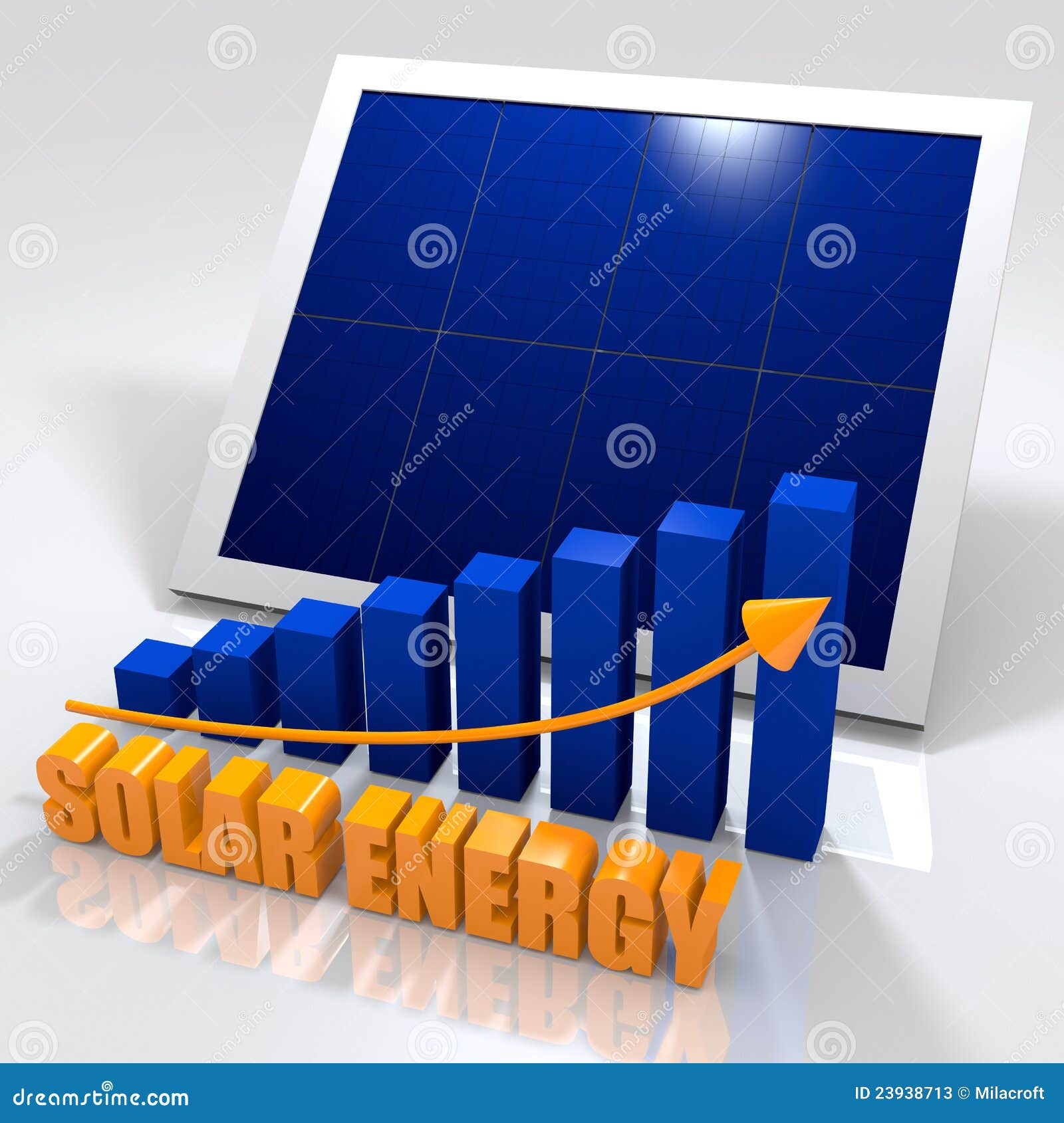 Renewable Energy, Solar Panel with Chart Stock Illustration ...
