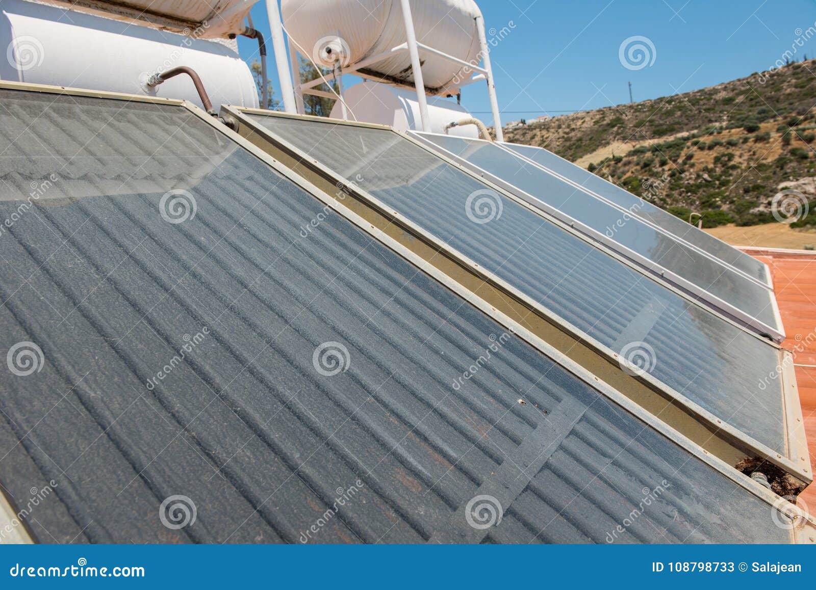 Renewable Energy. Solar Panel System for Hot Water Stock Image - Image ...
