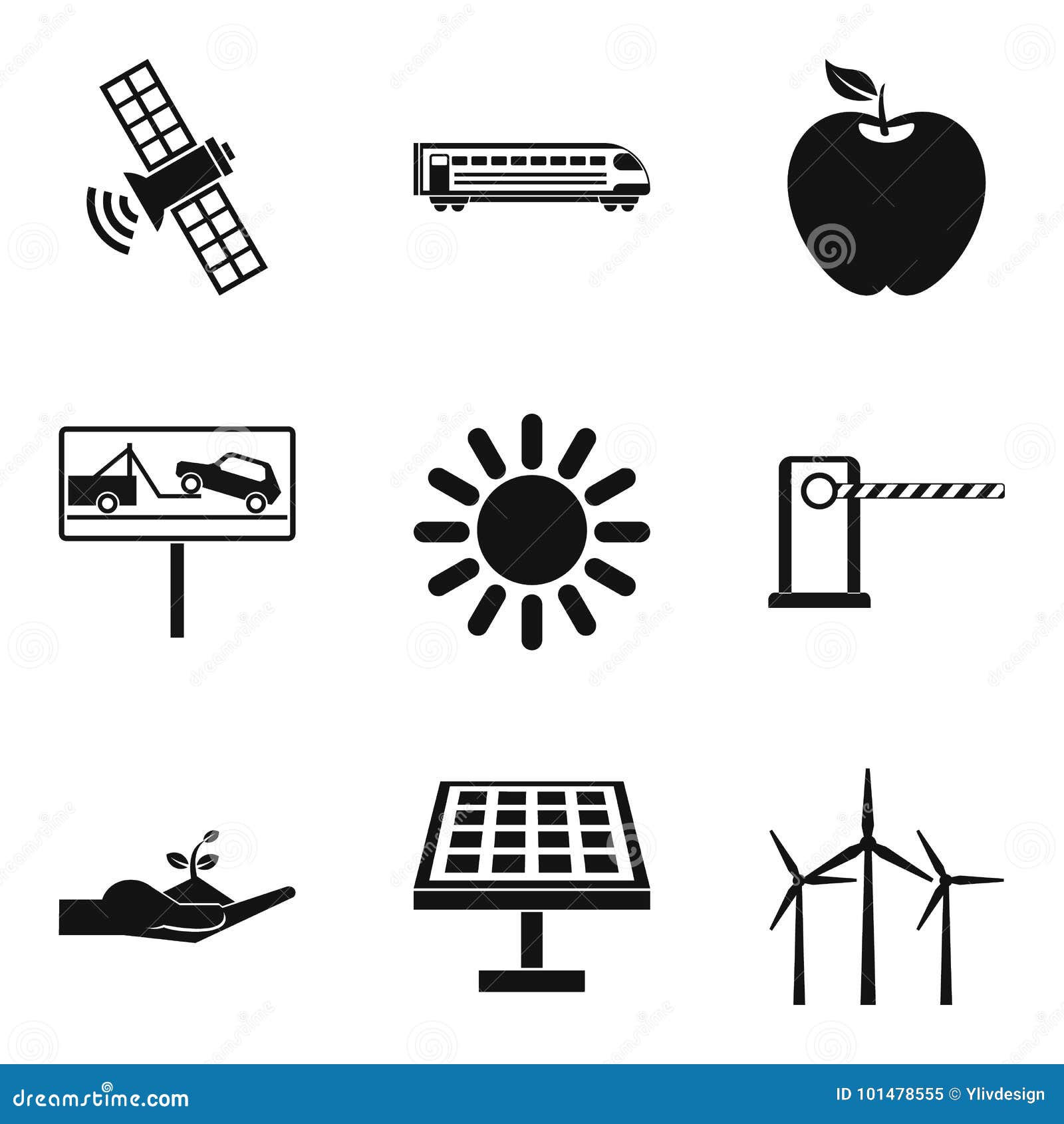 Renewable Energy Source Icons Set, Simple Style Stock Vector ...