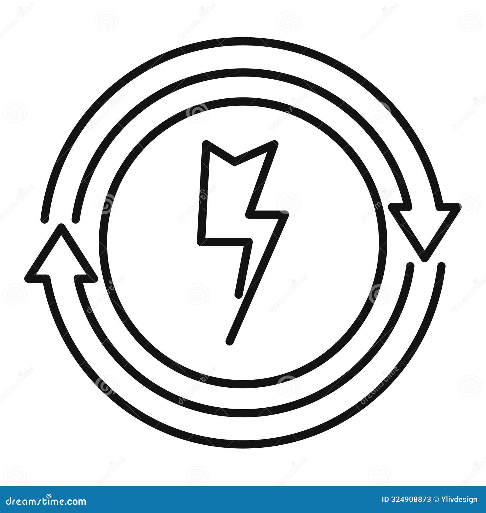 Renewable Energy Source with Lightning Bolt and Circular Arrows Stock ...