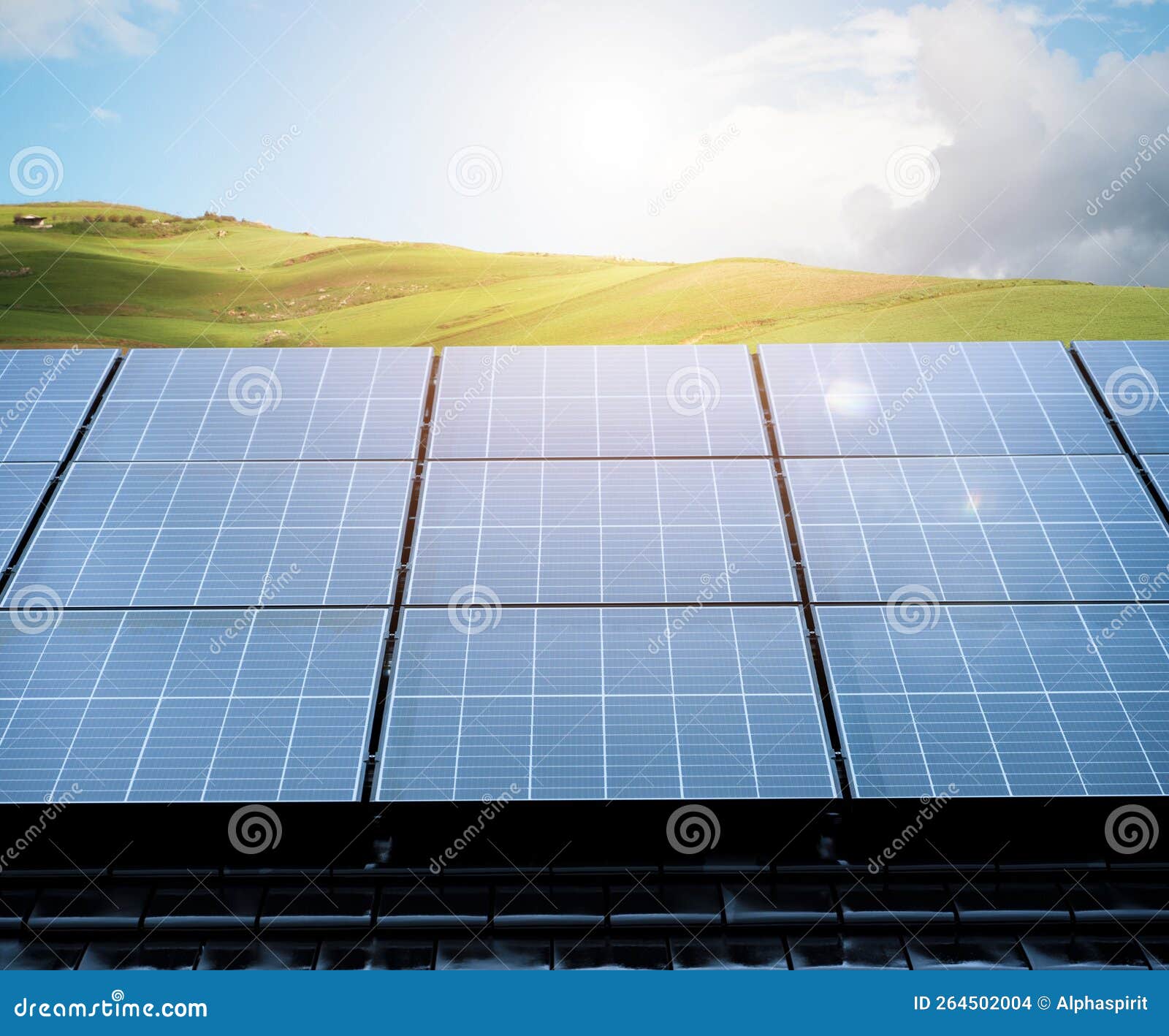 Renewable Energy System with Solar Panel for Hot Water Stock Photo ...