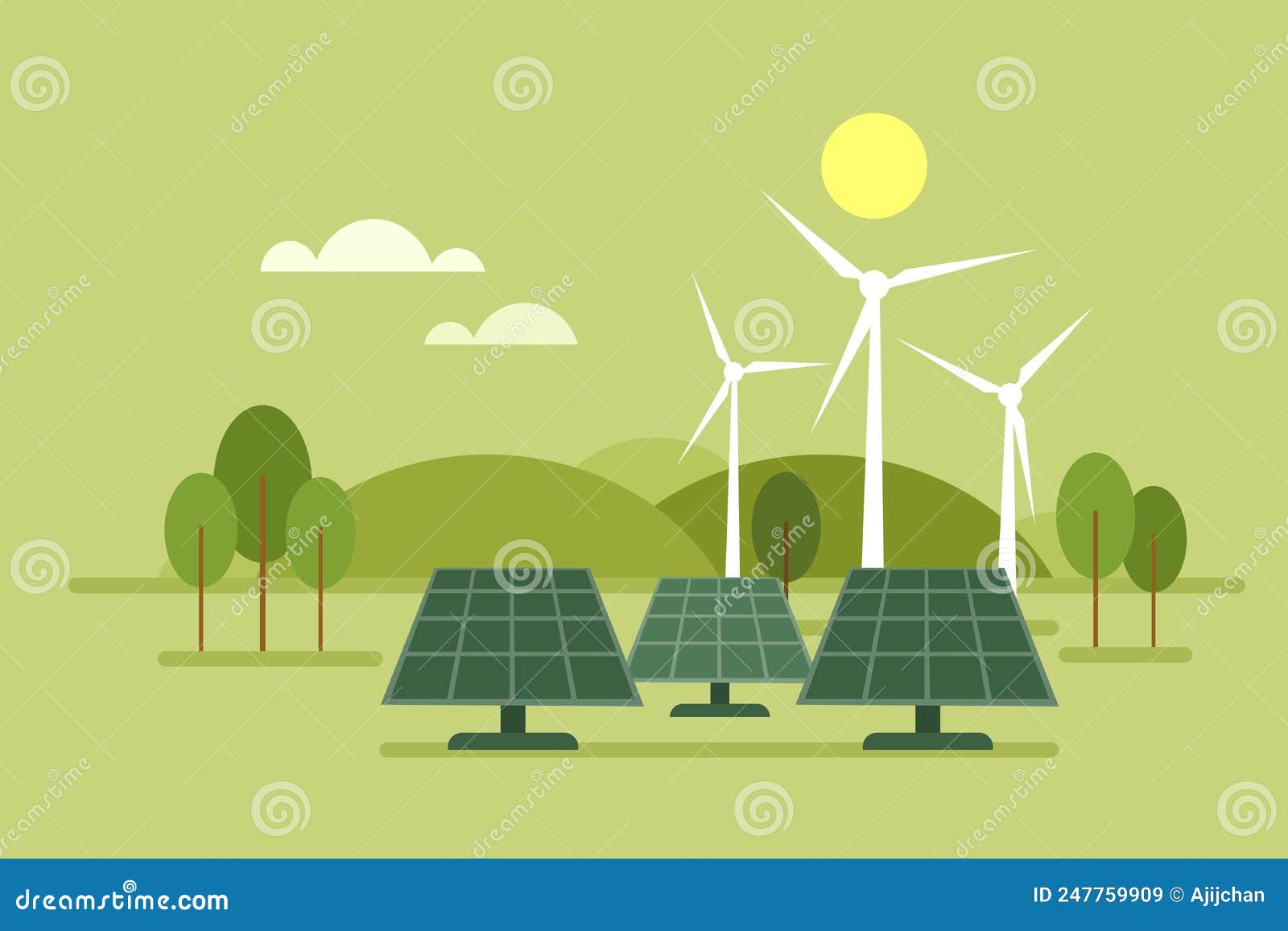 Nature Friendly Renewable Sources of Energy Stock Vector - Illustration ...