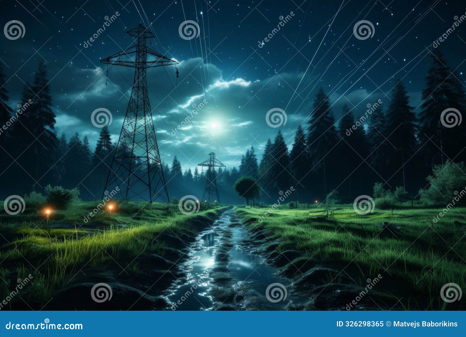 Renewable Energy Transmission Lines 3d Visualization of Electricity ...