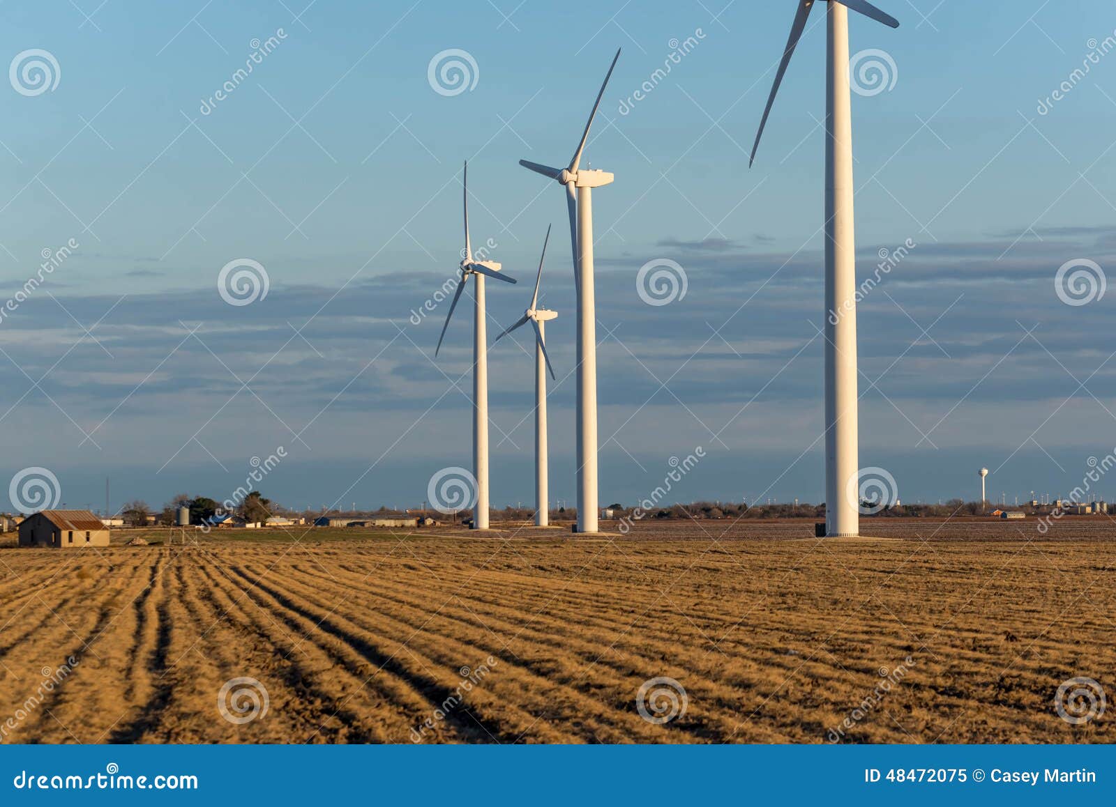 Renewable Energy - Wind Turbines in Rural Hay Fields Stock Image ...