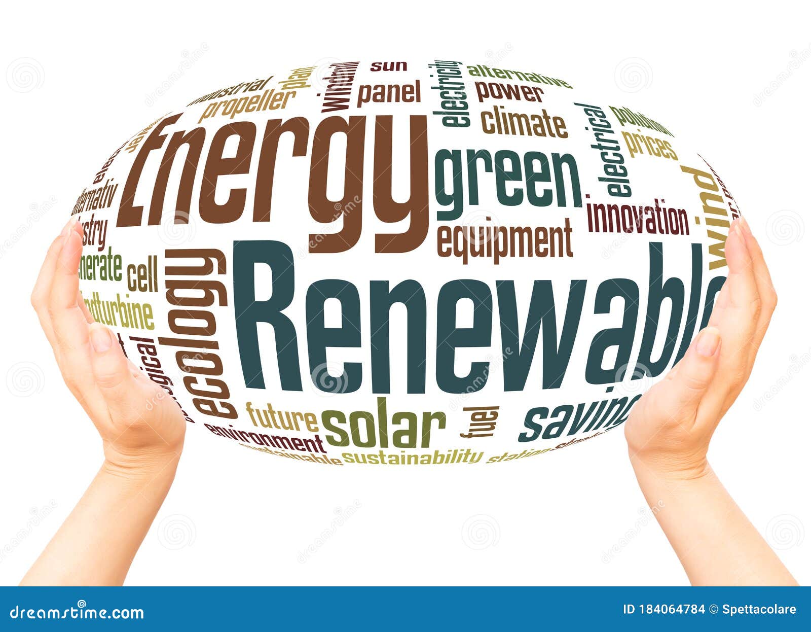 Renewable Energy Word Hand Sphere Cloud Concept Stock Photo - Image of ...