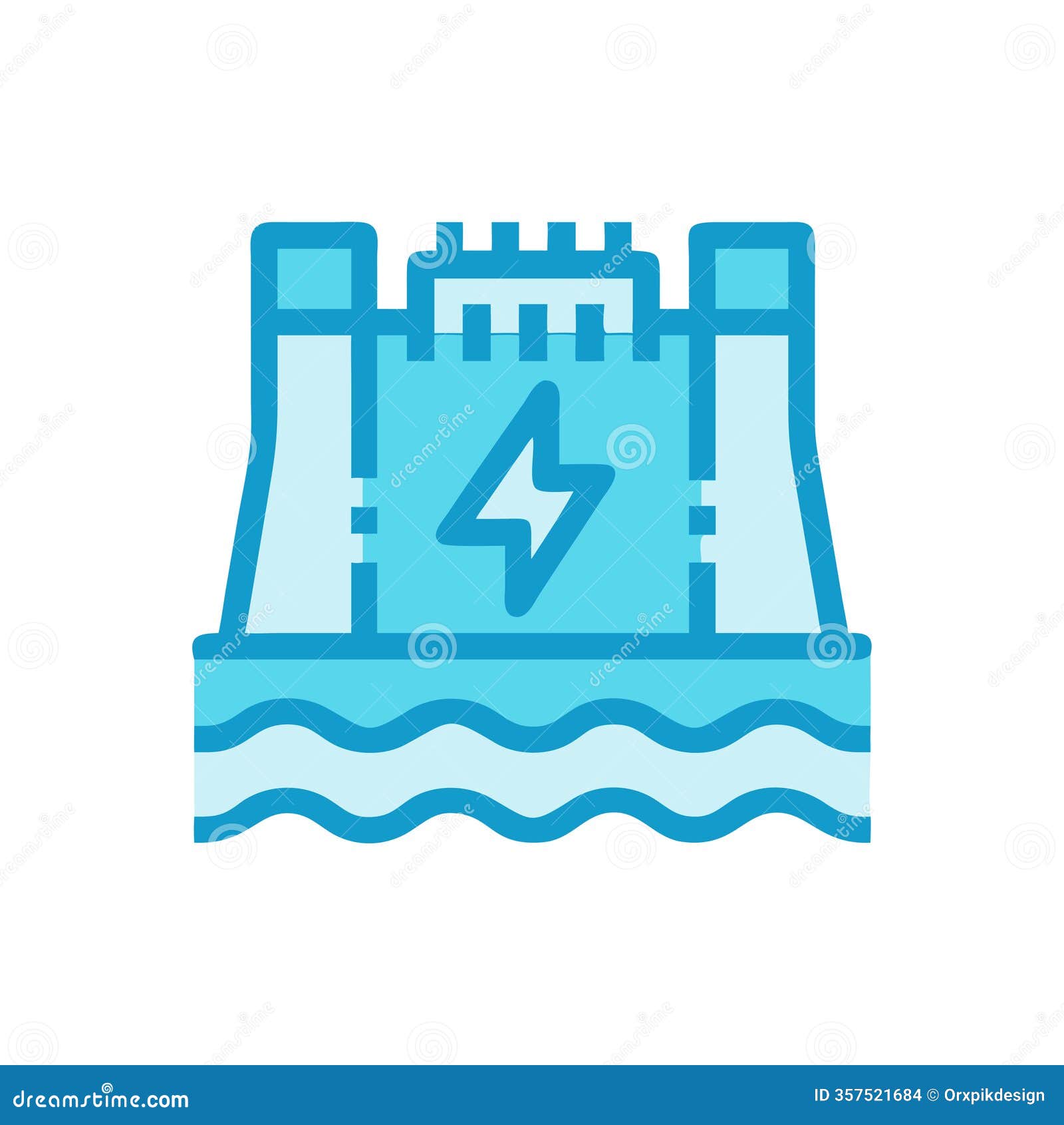 Renewable Hydropower, Waterdrop With Lightning And Arrows Line And ...