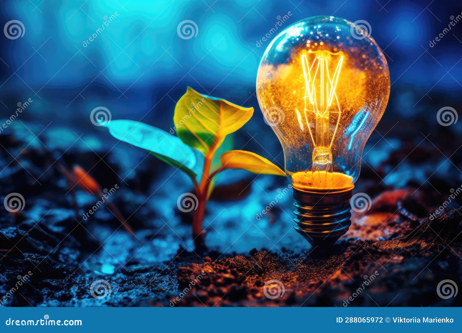 Renewable Innovation: Plant and Light Bulb for Eco Evolution Stock ...
