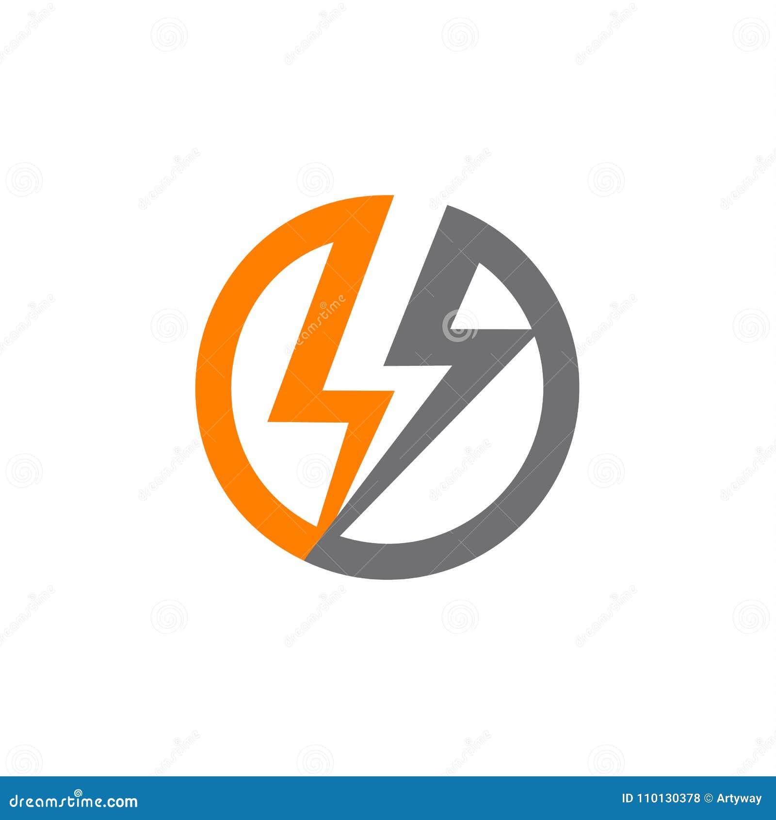Renewable Sources of Energy, Lightning in Circle Abstract Vector Logo ...