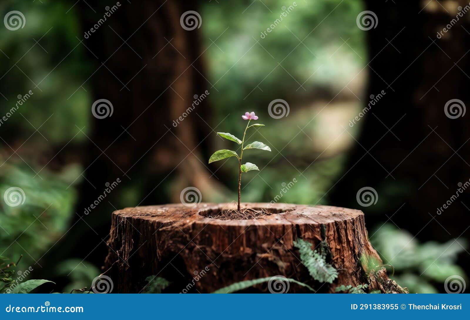 Renewal of Life Young Tree Emerging from Old Stump Stock Illustration ...