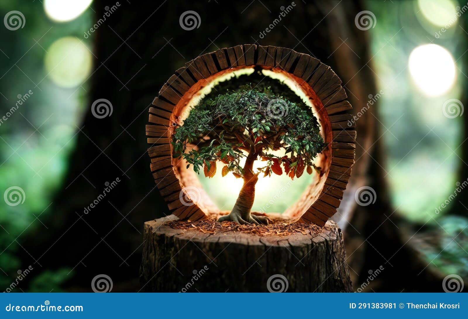 Renewal of Life Young Tree Emerging from Old Stump Stock Illustration ...