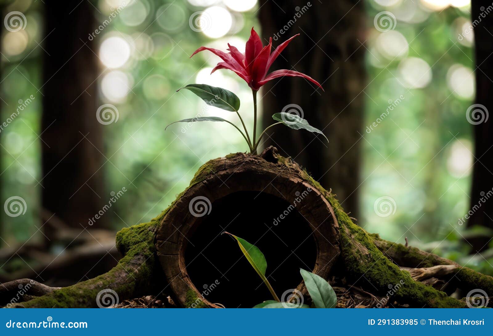 Renewal of Life Young Tree Emerging from Old Stump Stock Illustration ...