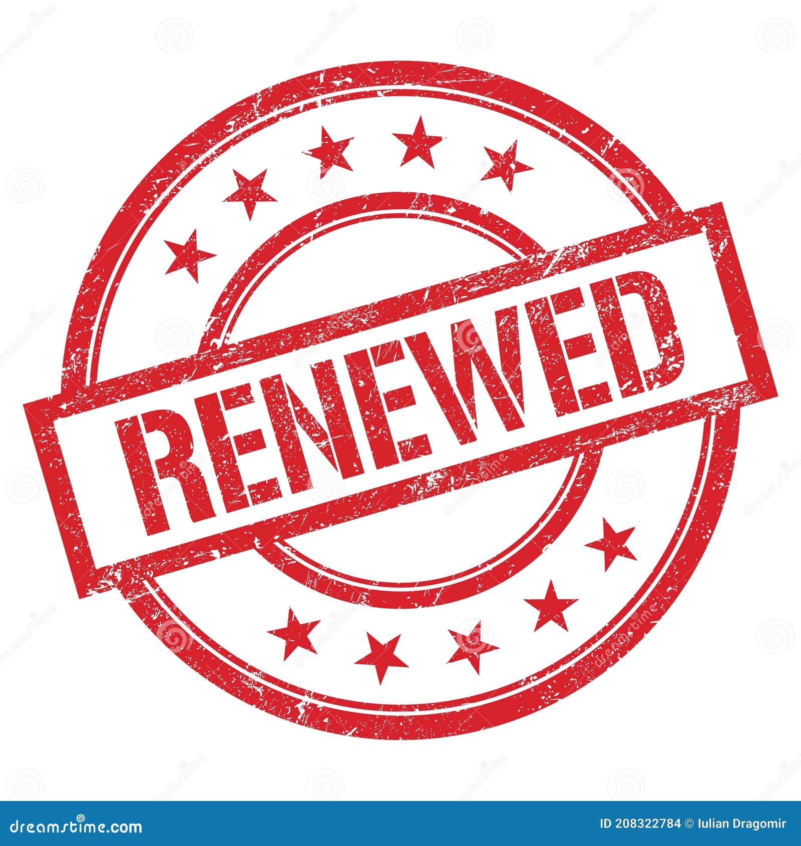 RENEWED Text Written on Red Vintage Stamp Stock Illustration ...