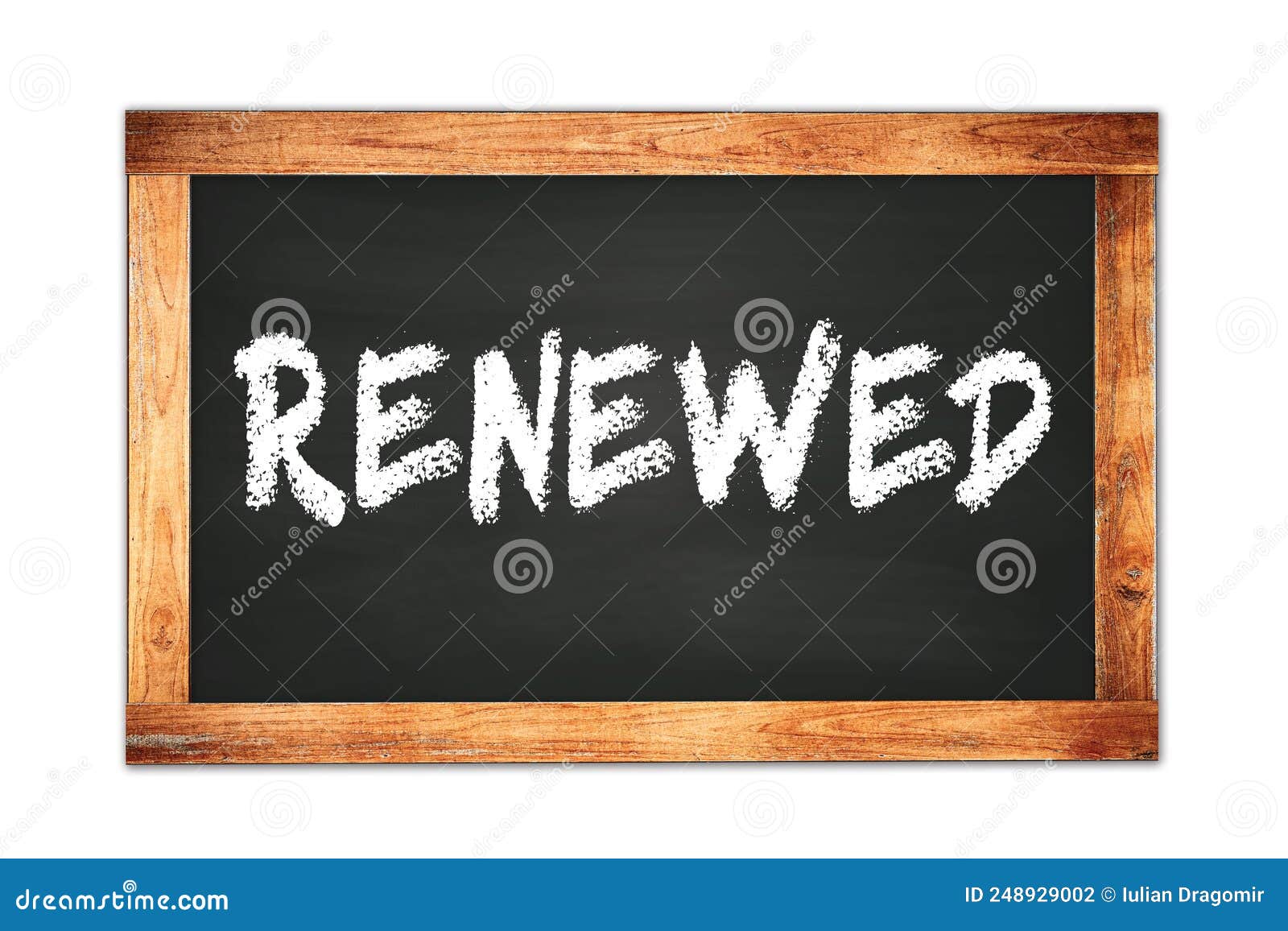 RENEWED Text Written on Wooden Frame School Blackboard Stock Photo ...