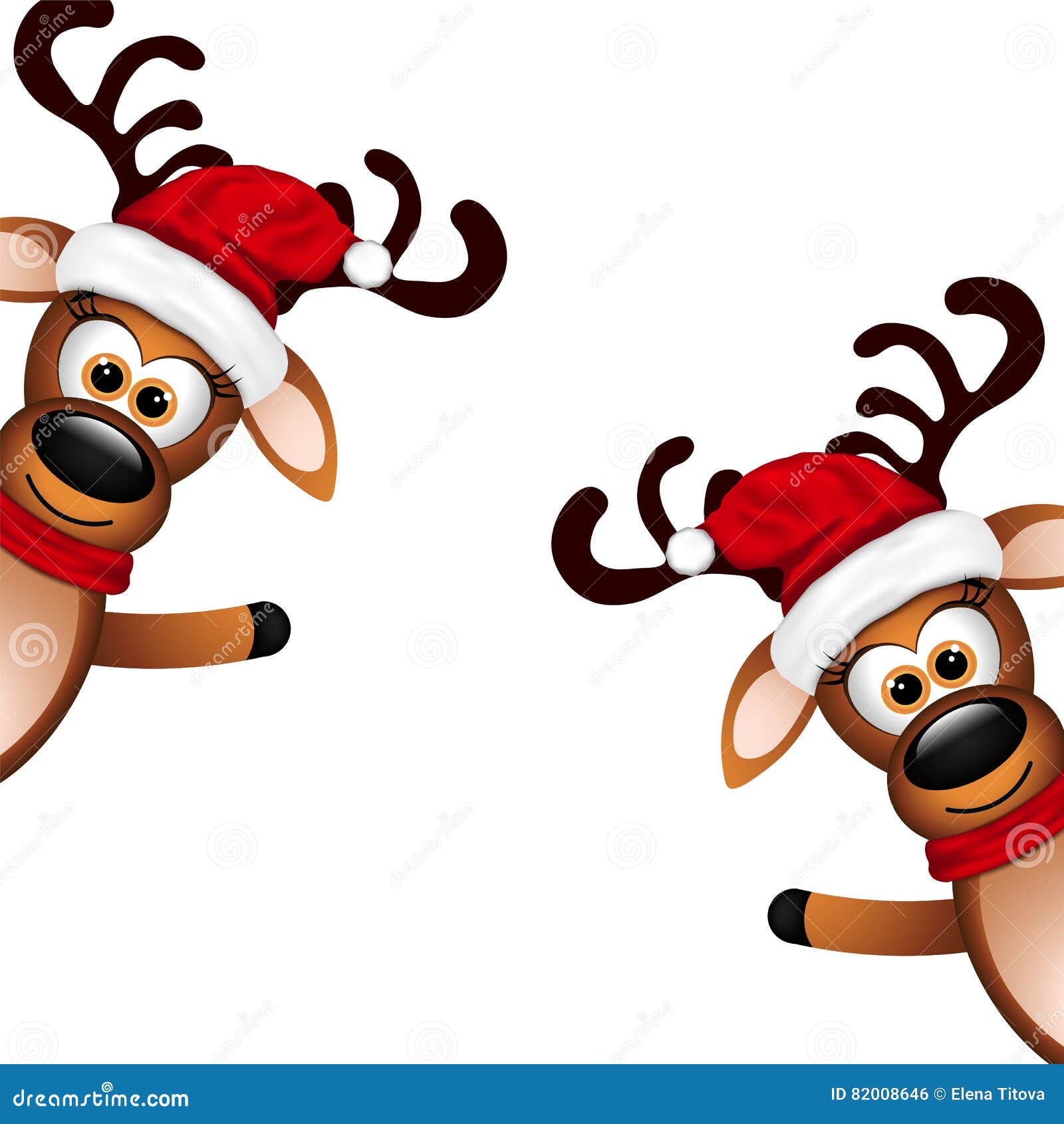Renne Deux Drôle Sur Un Fond Blanc Illustration de Vecteur ...