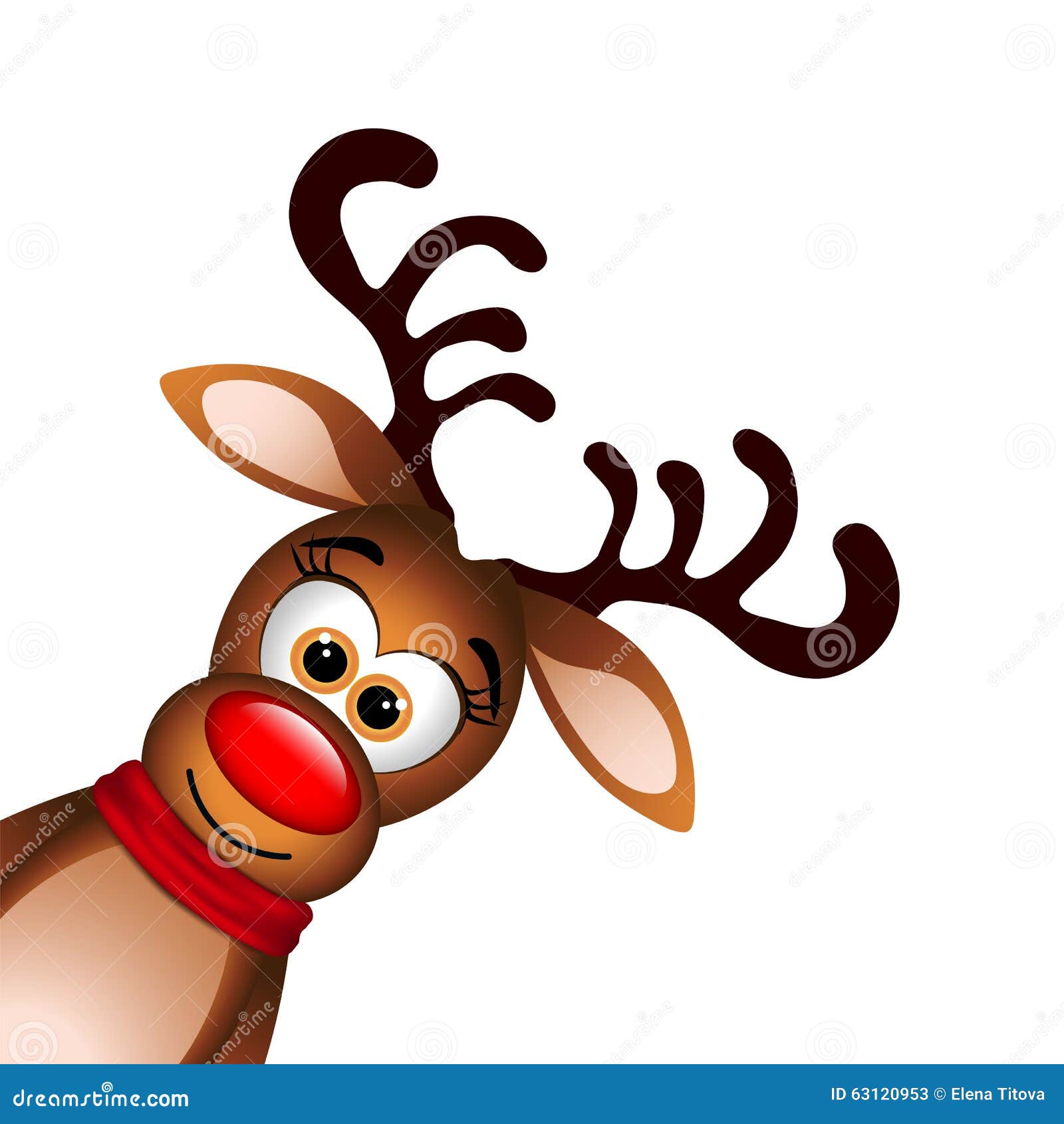 Renne Drôle Sur Le Fond Blanc Illustration de Vecteur - Illustration du ...