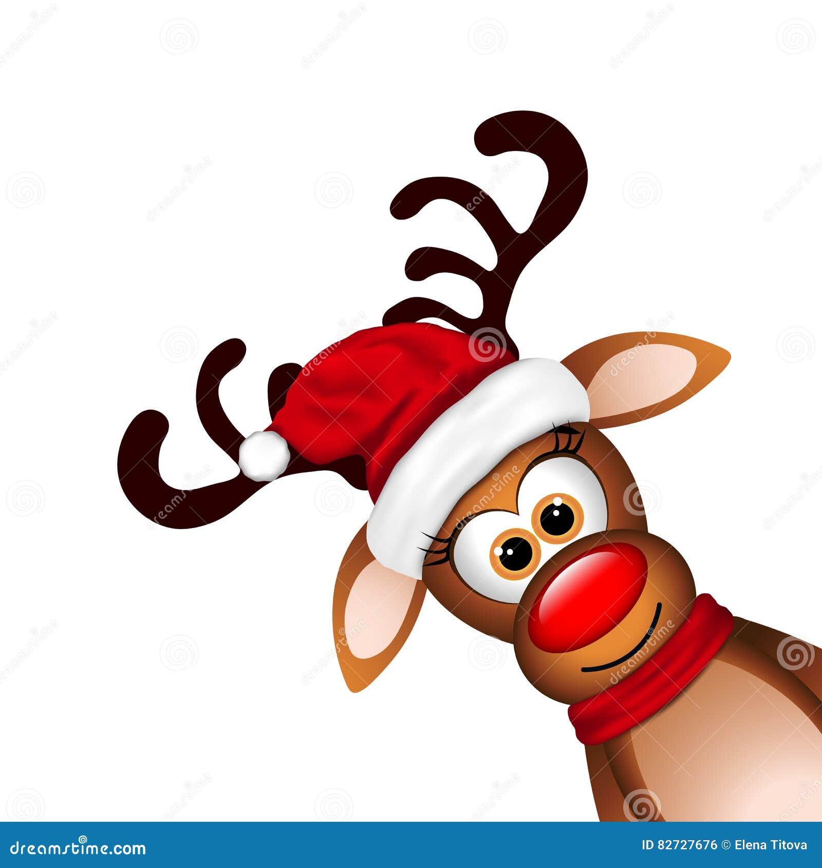 Renne Drôle Sur Le Fond Blanc Illustration de Vecteur - Illustration du ...