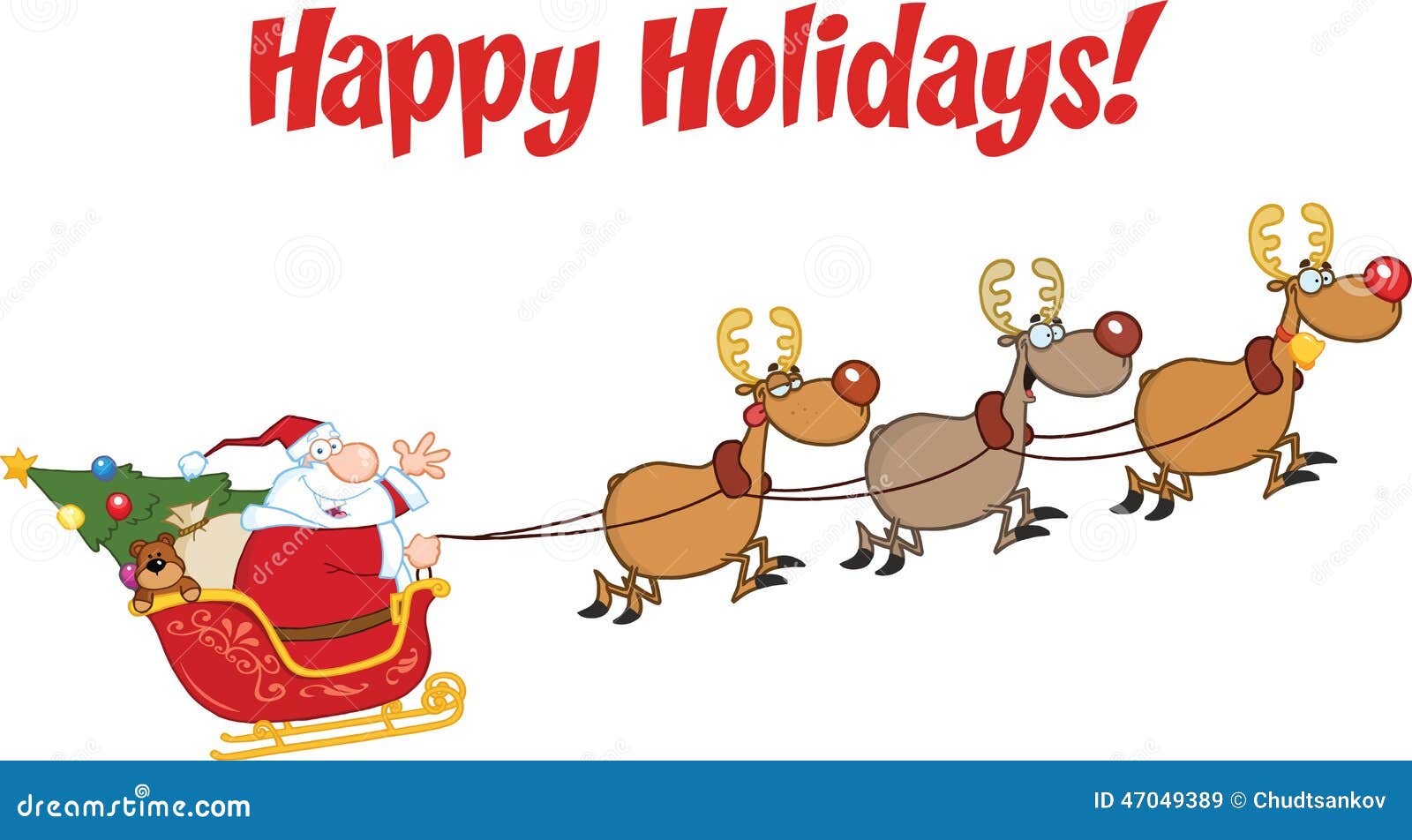 Renne Et Sleigh De Santa Claus in Flight with His Illustration Stock ...