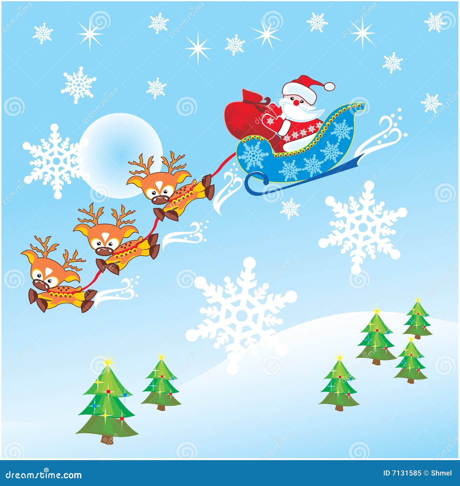 Renne Santa de Claus illustration de vecteur. Illustration du lune ...