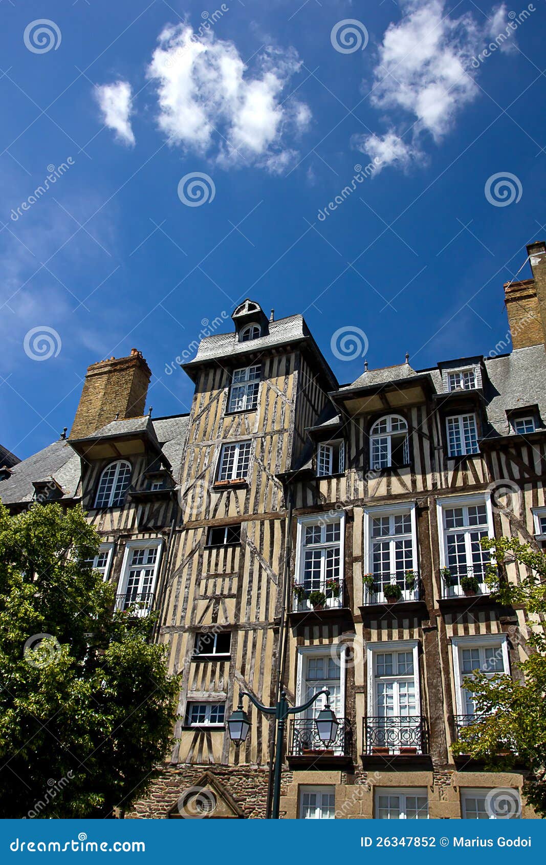 Rennes historic buildings stock photo. Image of clouds - 26347852