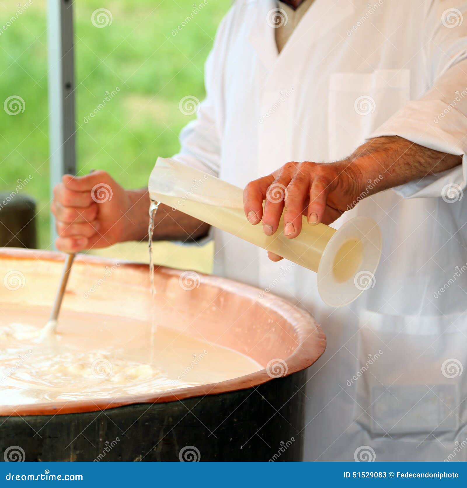 RENNET in Milk in Copper Pot for Making Cheese Stock Image - Image of ...