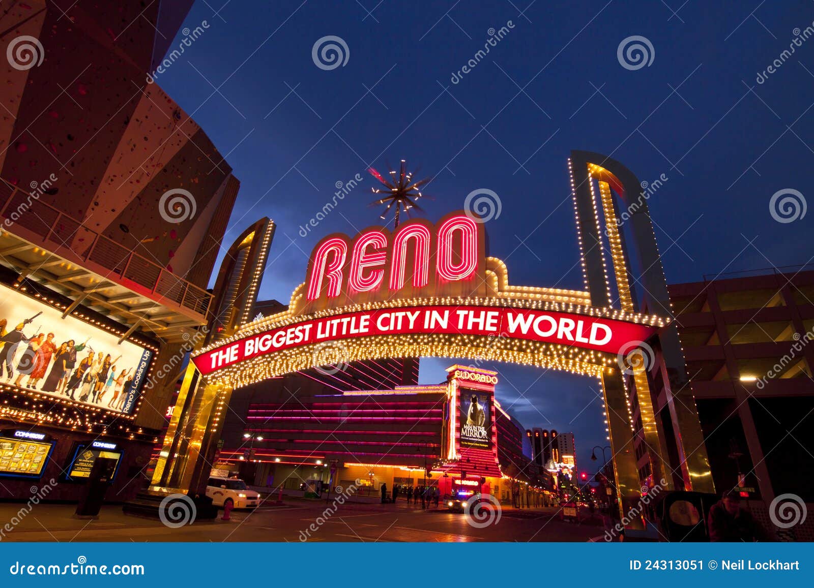 Reno Arch at Night editorial photo. Image of casino, entertainment ...