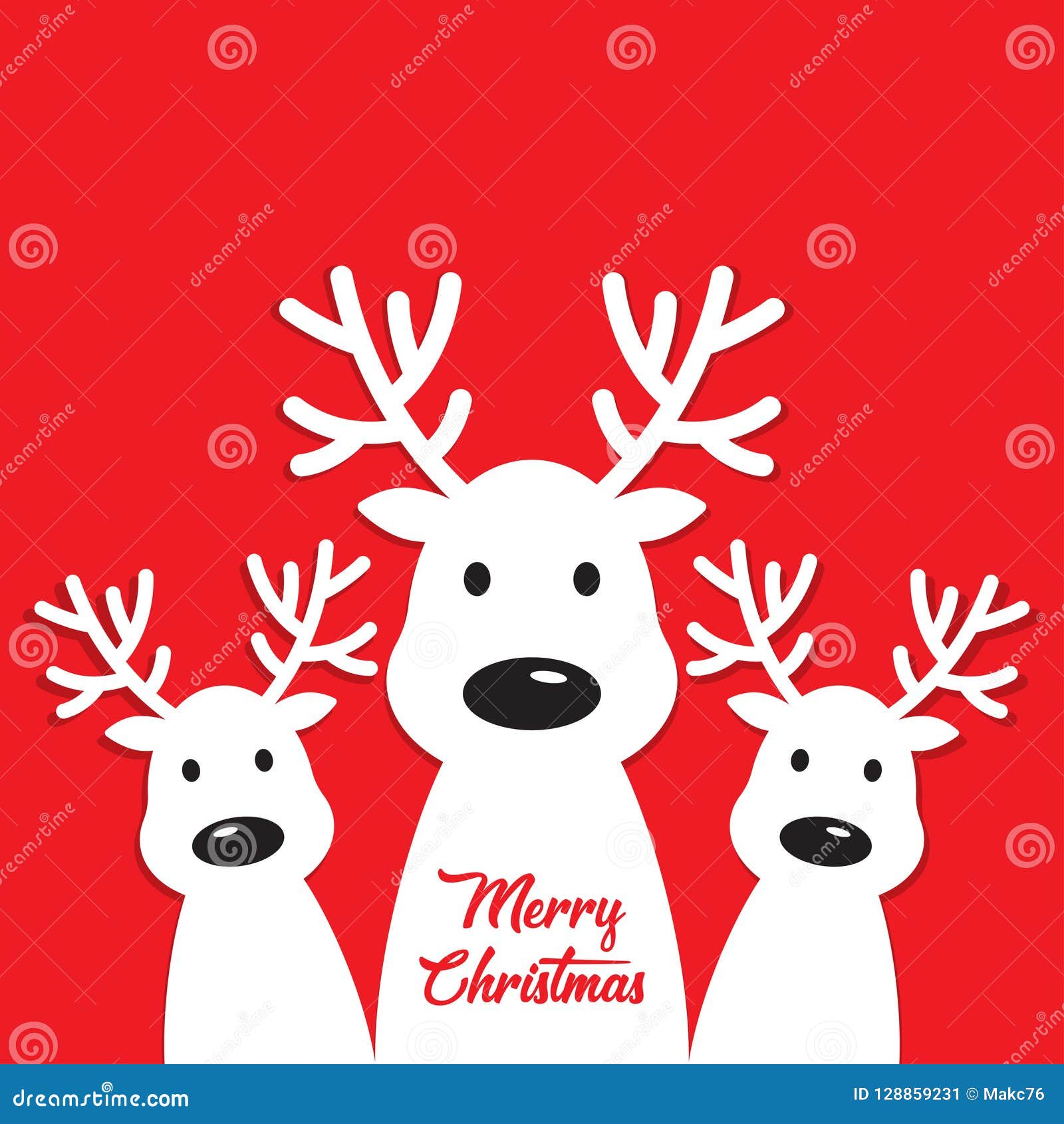 Reno Blanco En Un Fondo Rojo Ilustración del Vector - Ilustración de ...