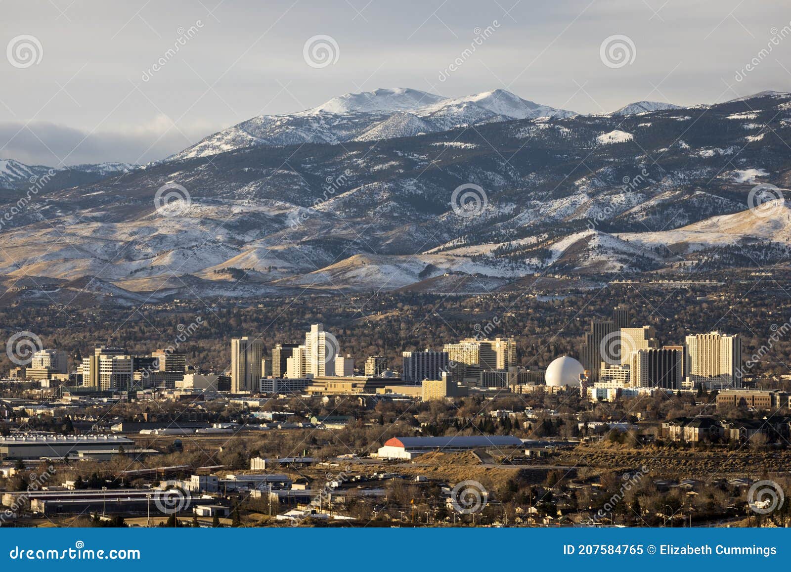 Reno Nevada at Sunrise in the Winter with Snow on the Mountains Stock ...