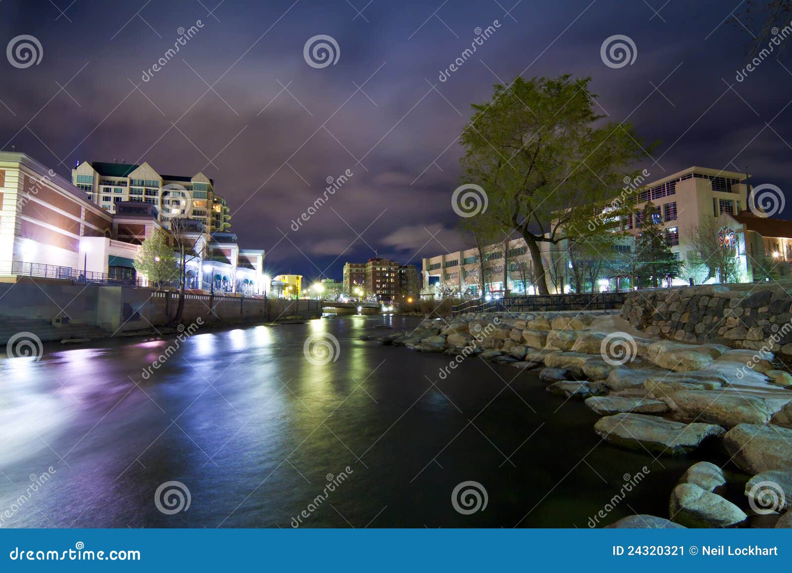 Reno River Walk stock image. Image of reflected, downtown - 24320321