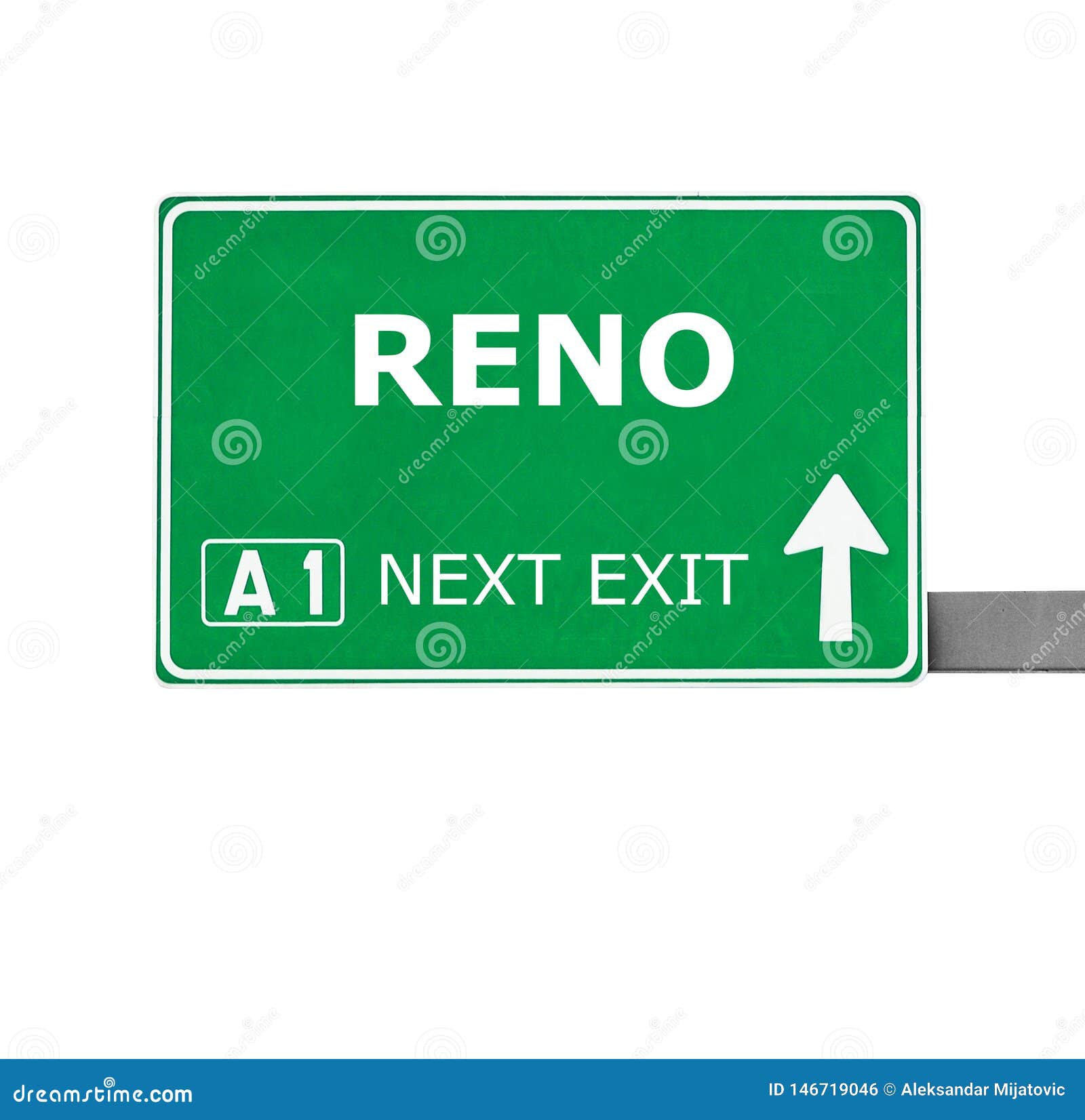 RENO Road Sign Isolated on White Stock Photo - Image of roadside ...