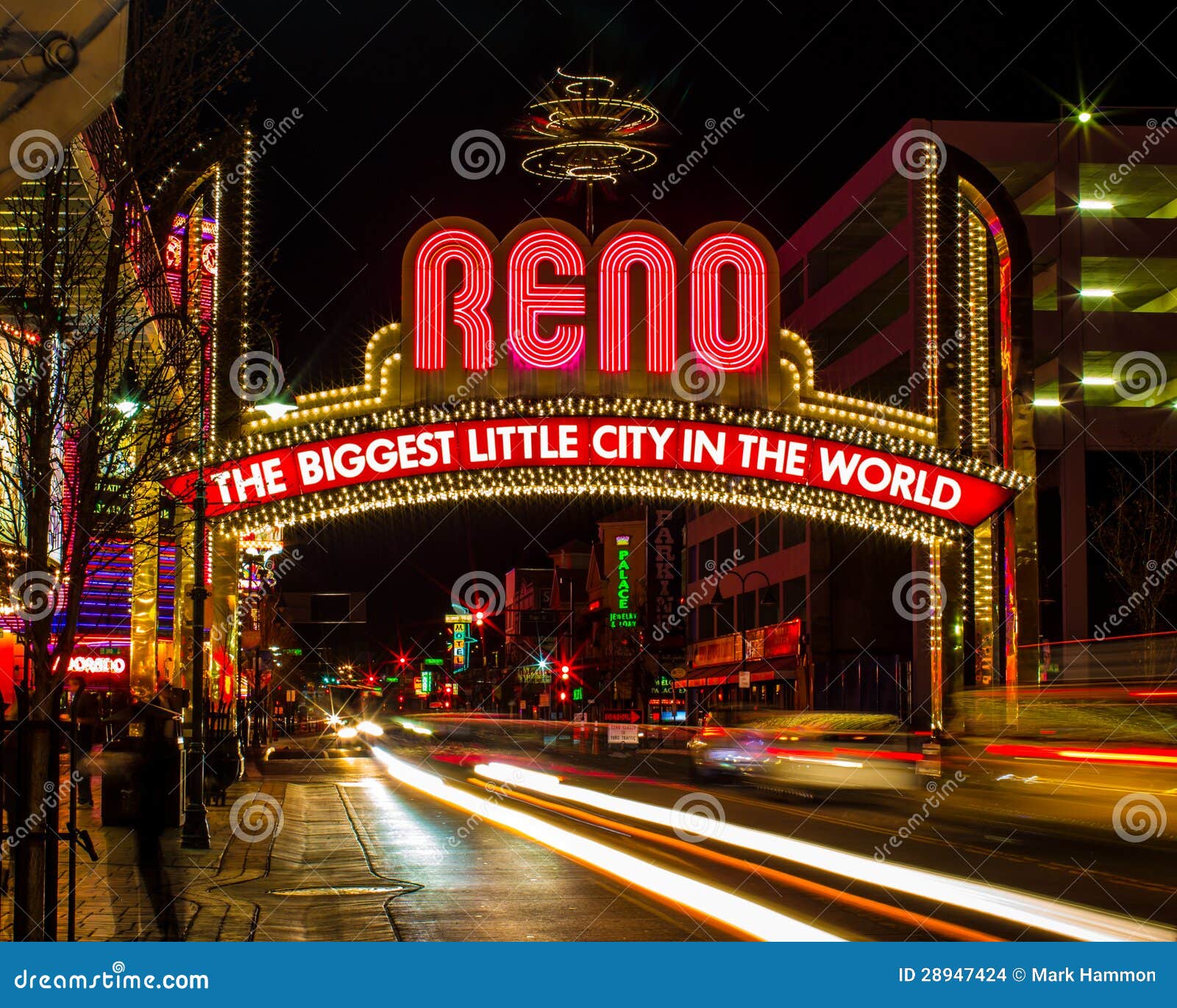 Reno Sign editorial stock image. Image of streetu, neon - 28947424