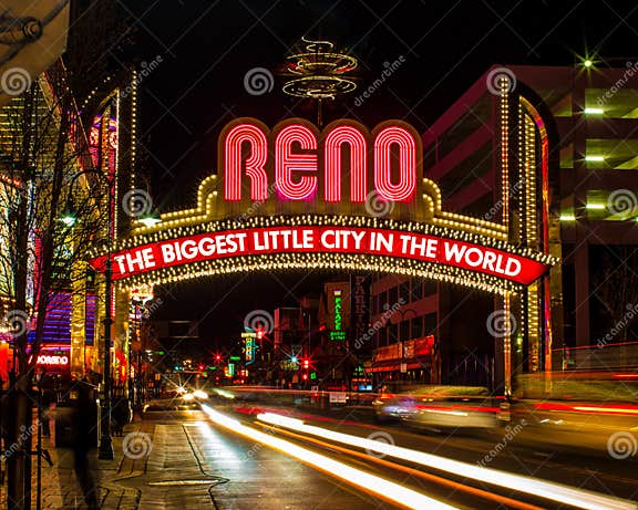 Reno Sign editorial stock image. Image of streetu, neon - 28947424
