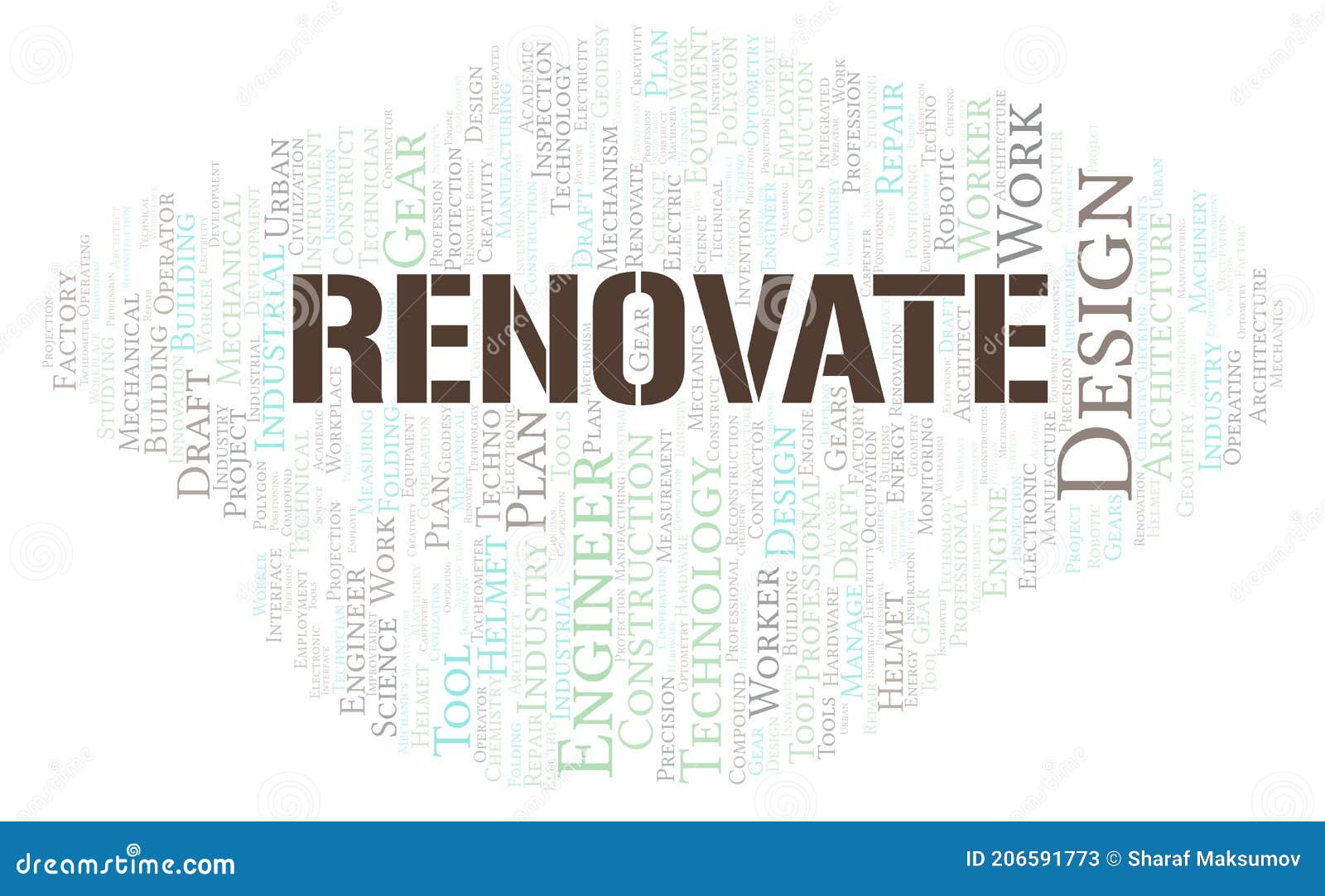 Renovate Typography Word Cloud Create with the Text only Stock ...