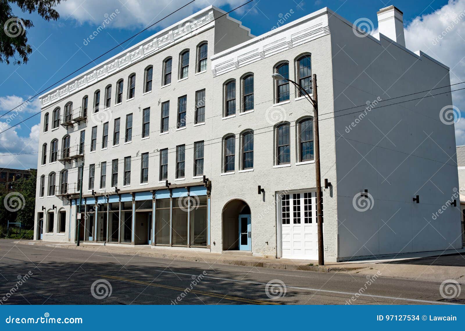 Renovated Old Gray Warehouse Stock Photo - Image of long, business ...