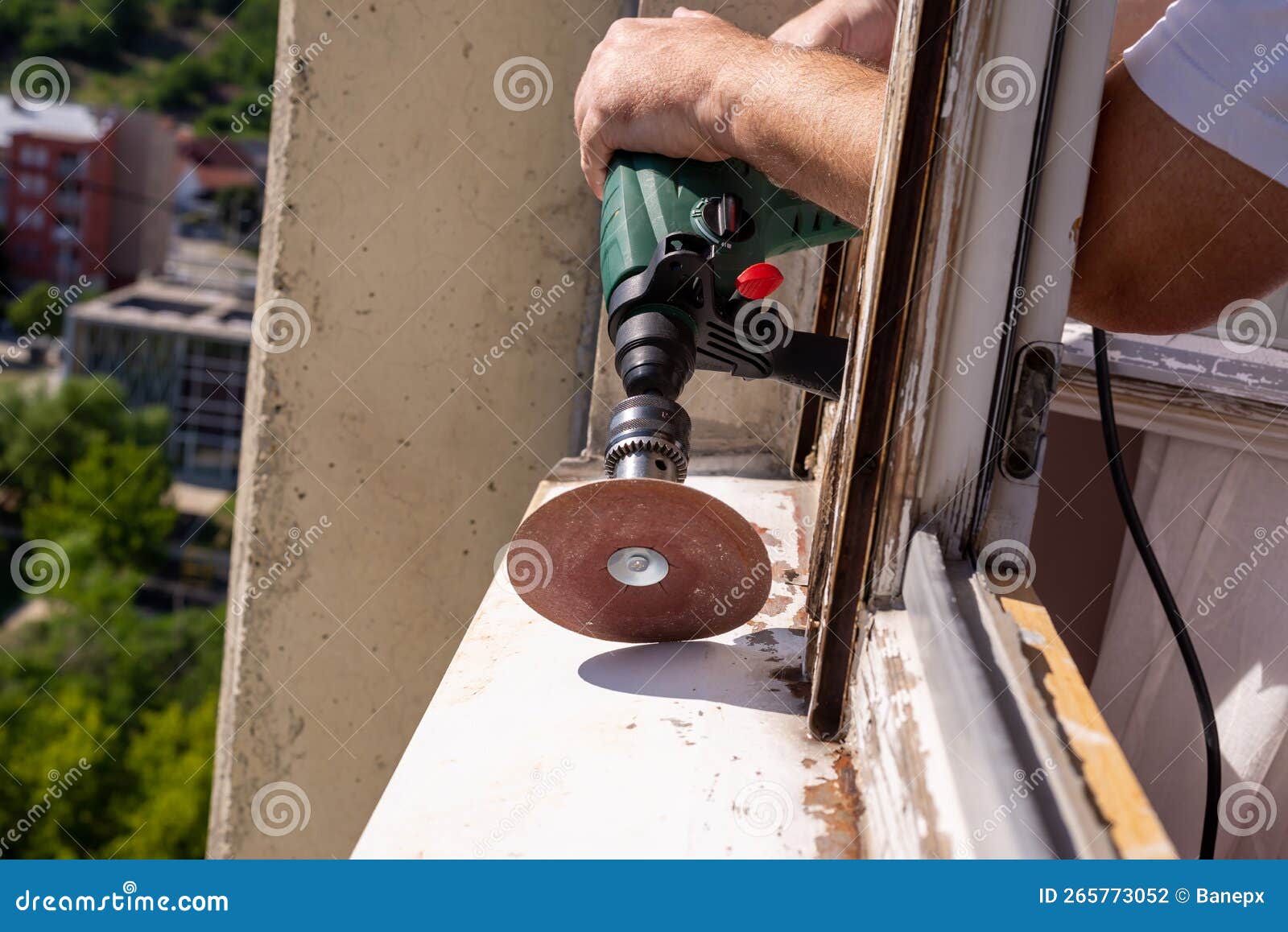 Renovating an Old Window Cill Stock Photo - Image of polishing, sanding ...