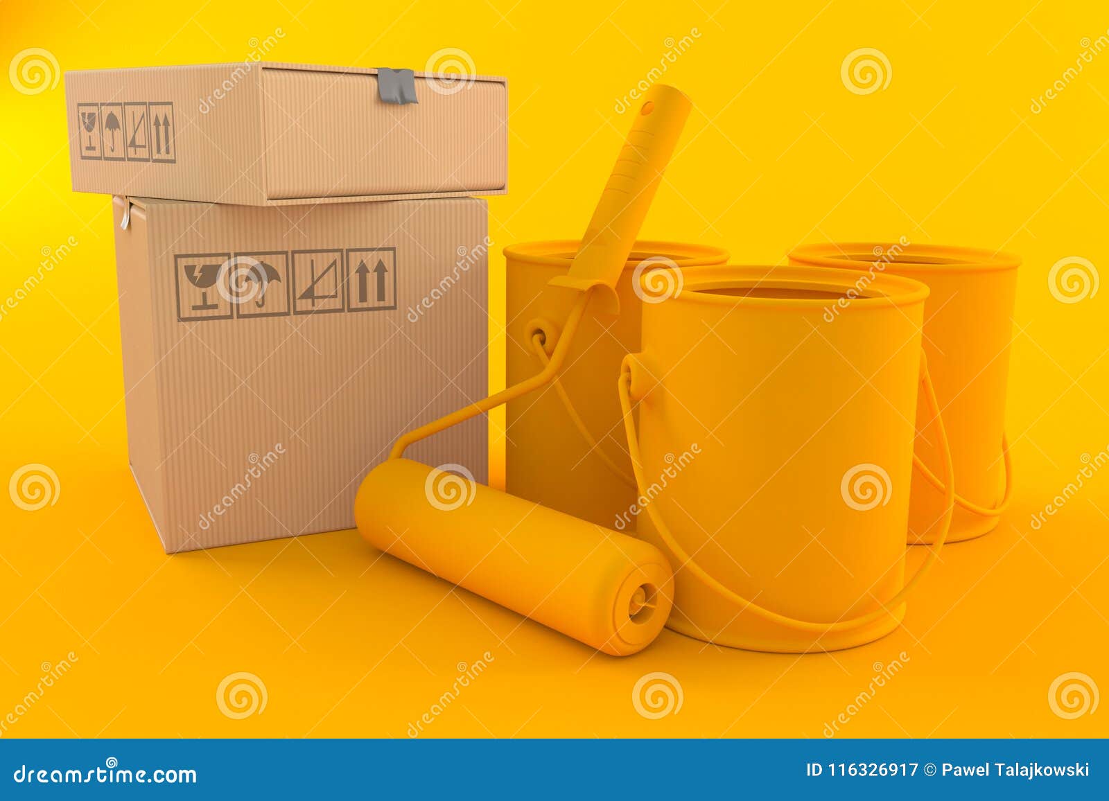 Renovation Background with Stack of Boxes Stock Illustration ...