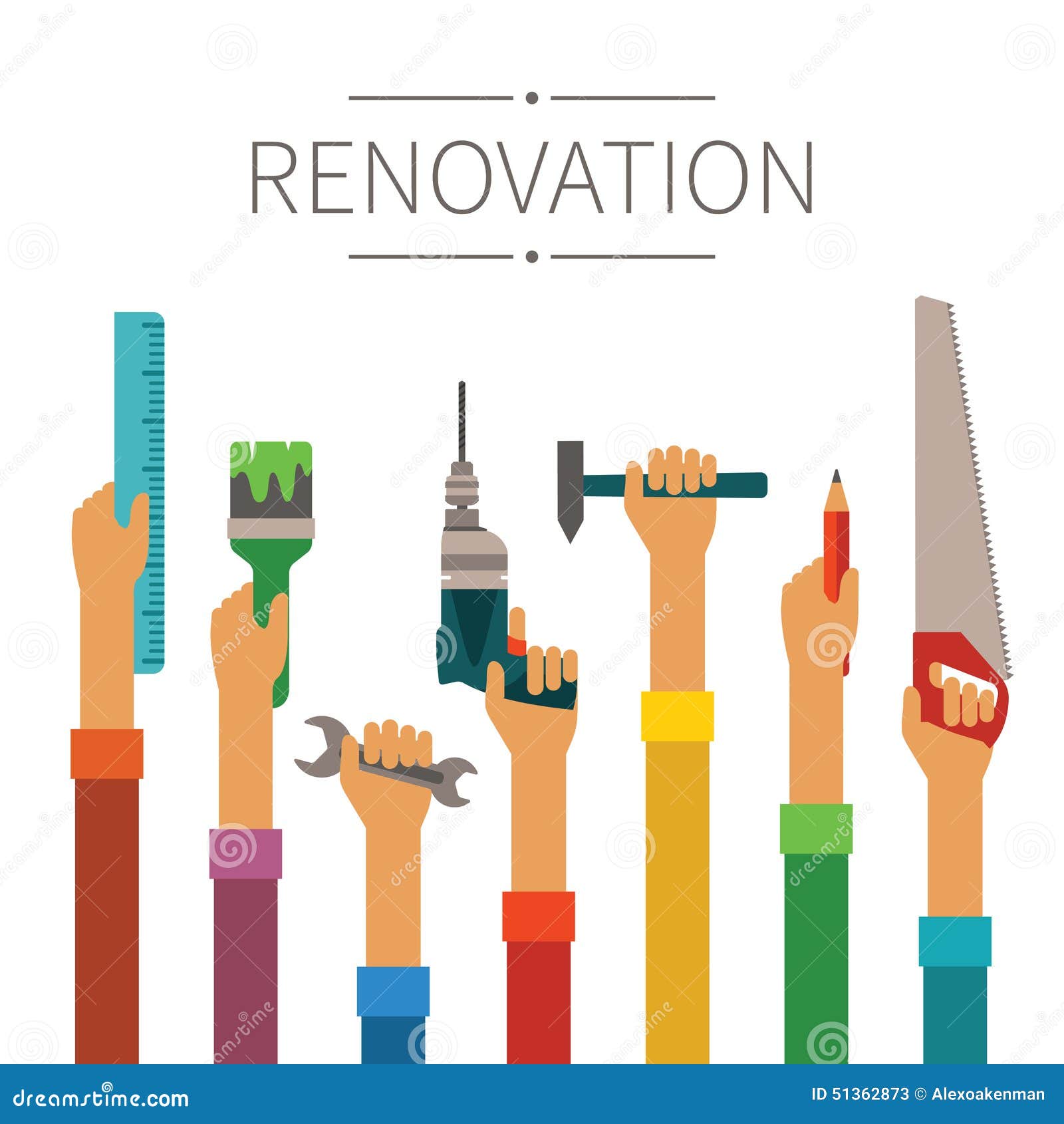 Renovation and Construction Vector Concept in Modern Flat Style Stock ...