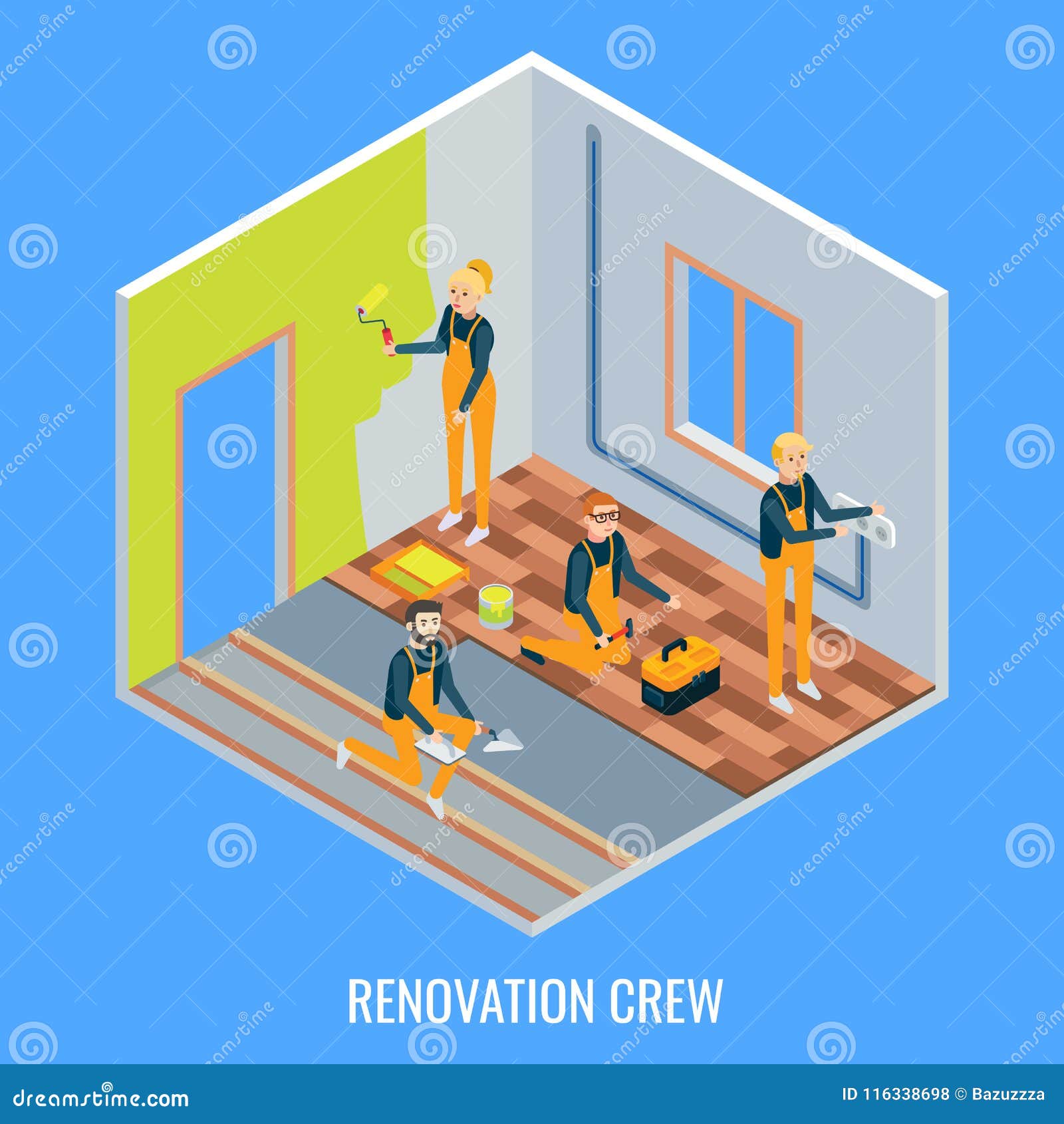 Renovation Crew Vector Flat Isometric Illustration Stock Vector ...