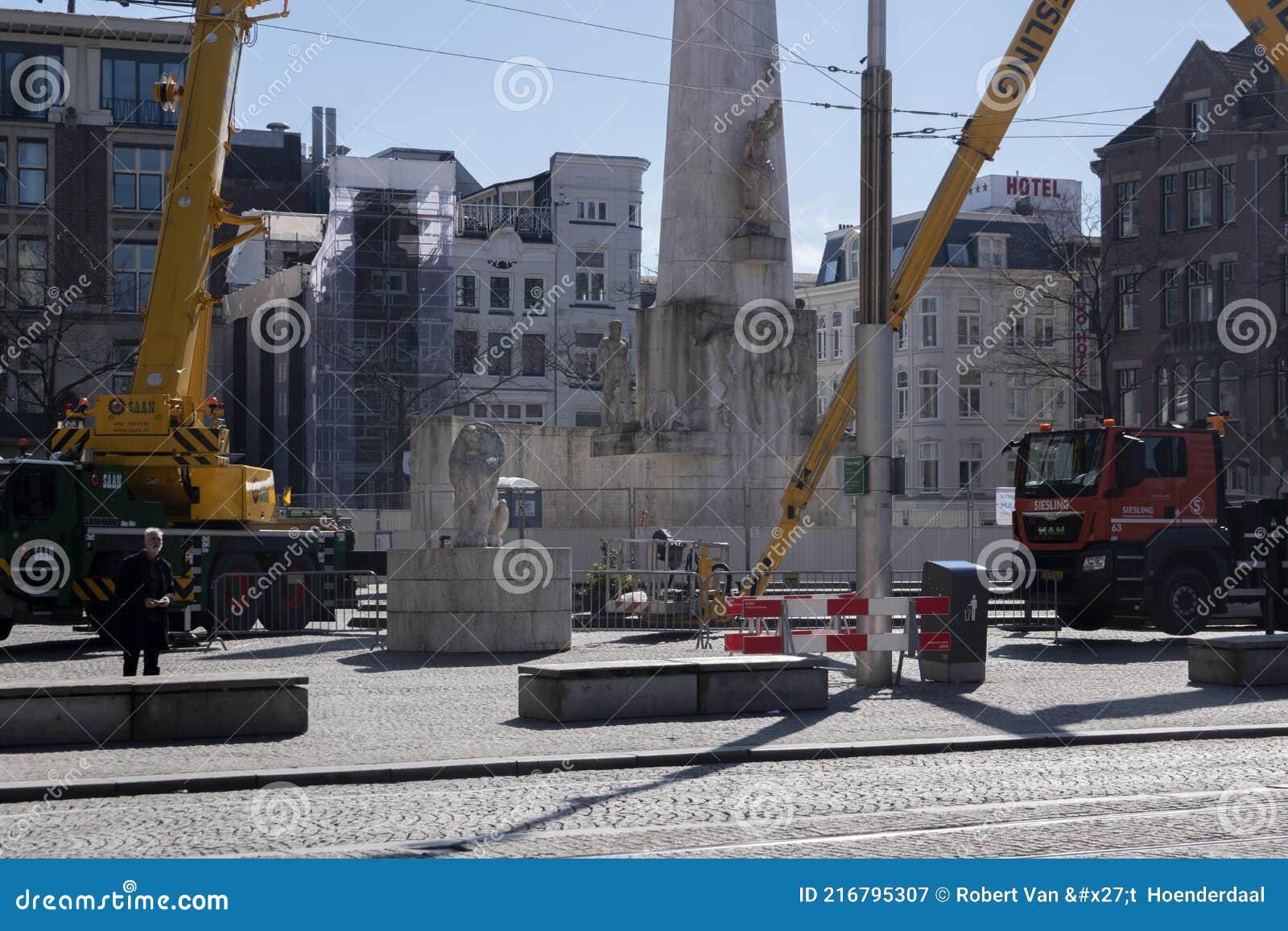Renovation at the Dam Remembrance Monument at Amsterdam the Netherlands ...